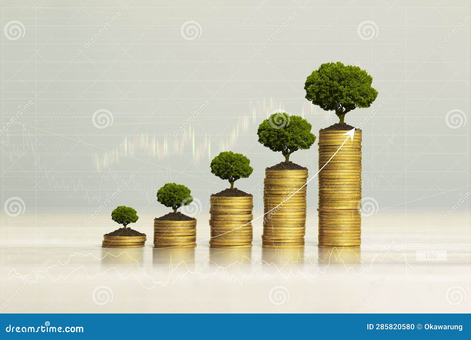 Fund Bond, Compound Interest, Investment Concept, Stack of Gold Coins ...