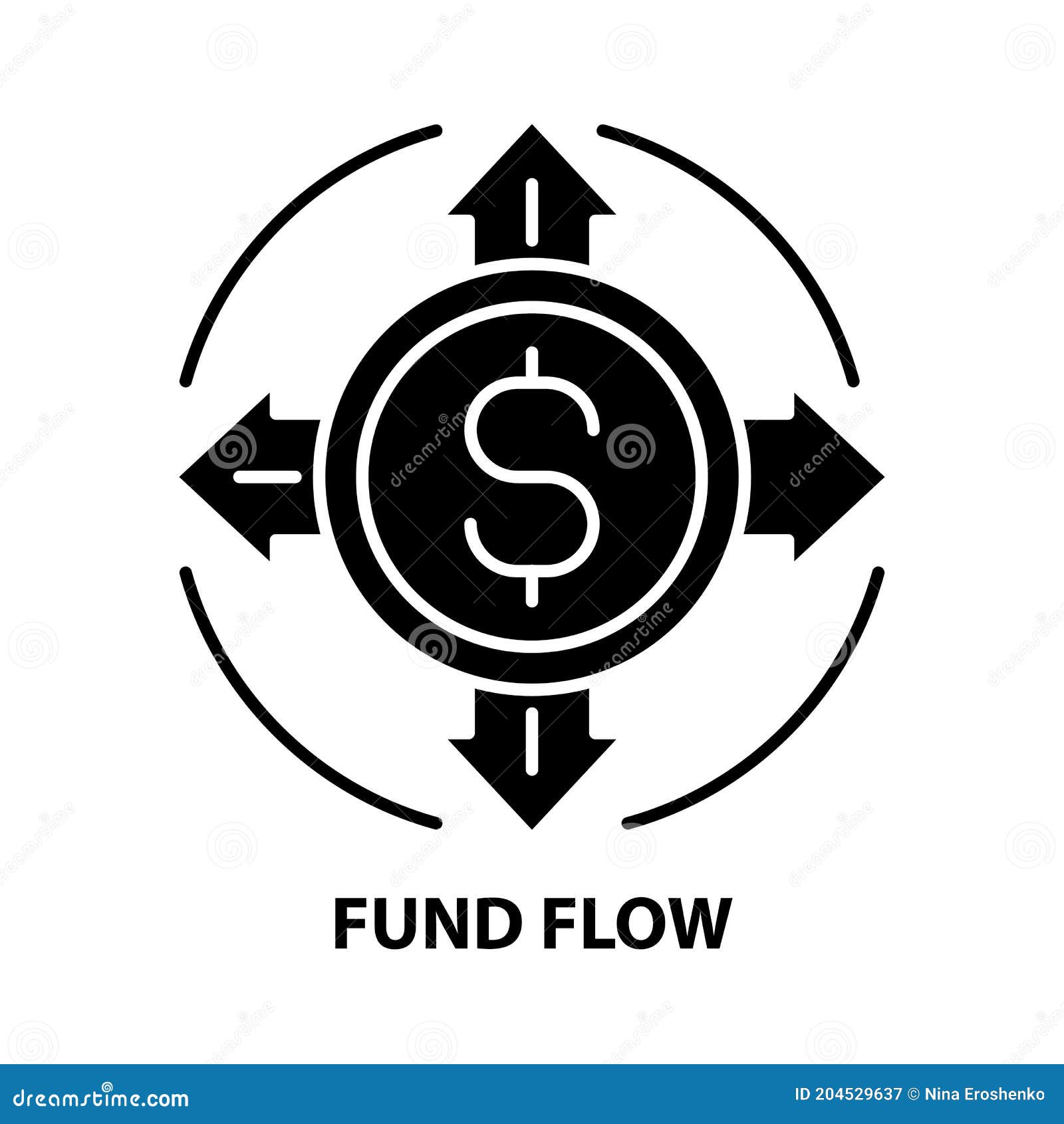 Fund Flow Icon, Black Vector Sign with Editable Strokes, Concept ...