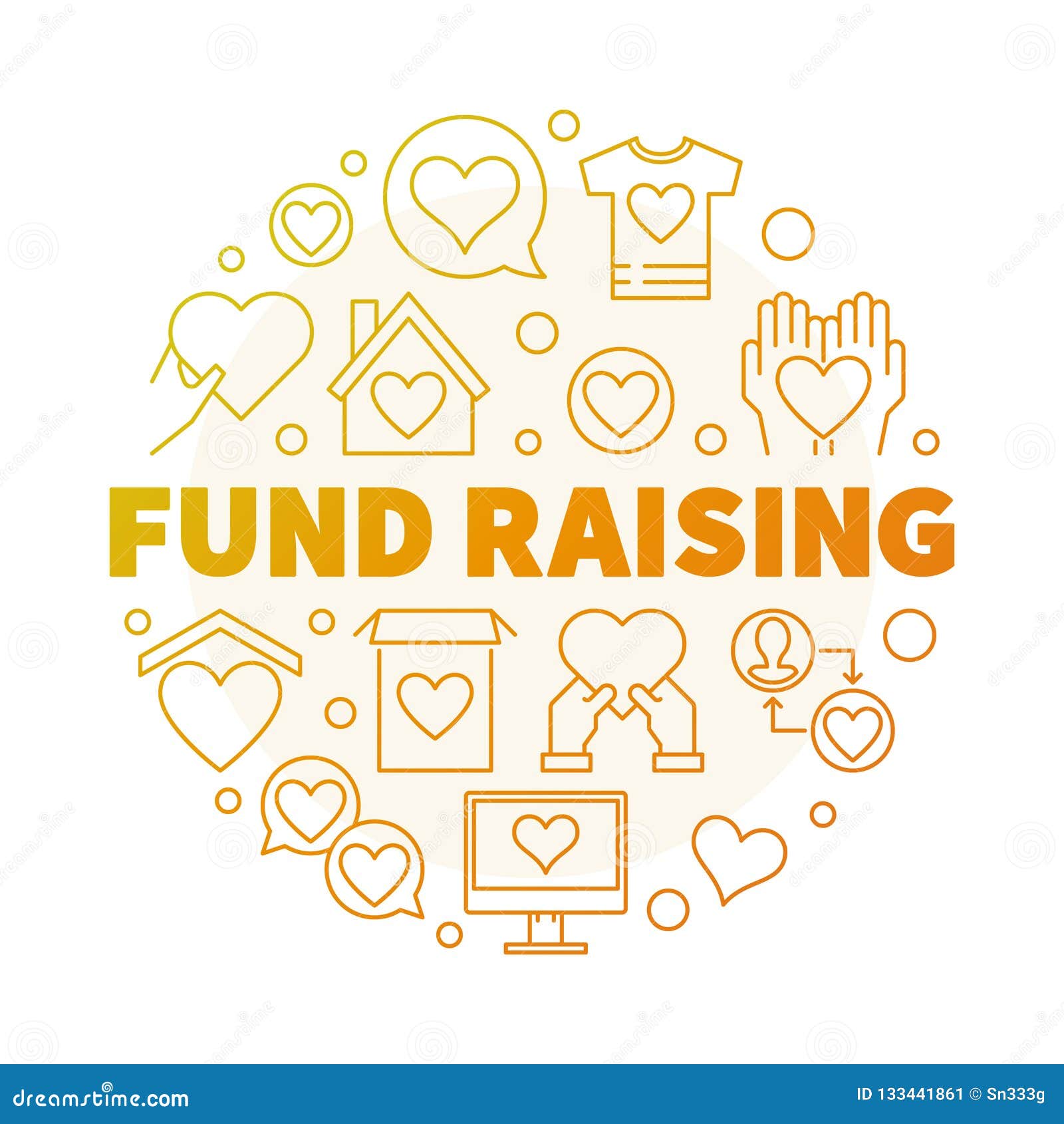 Fund Raising Round Vector Creative Linear Illustration Stock Vector ...