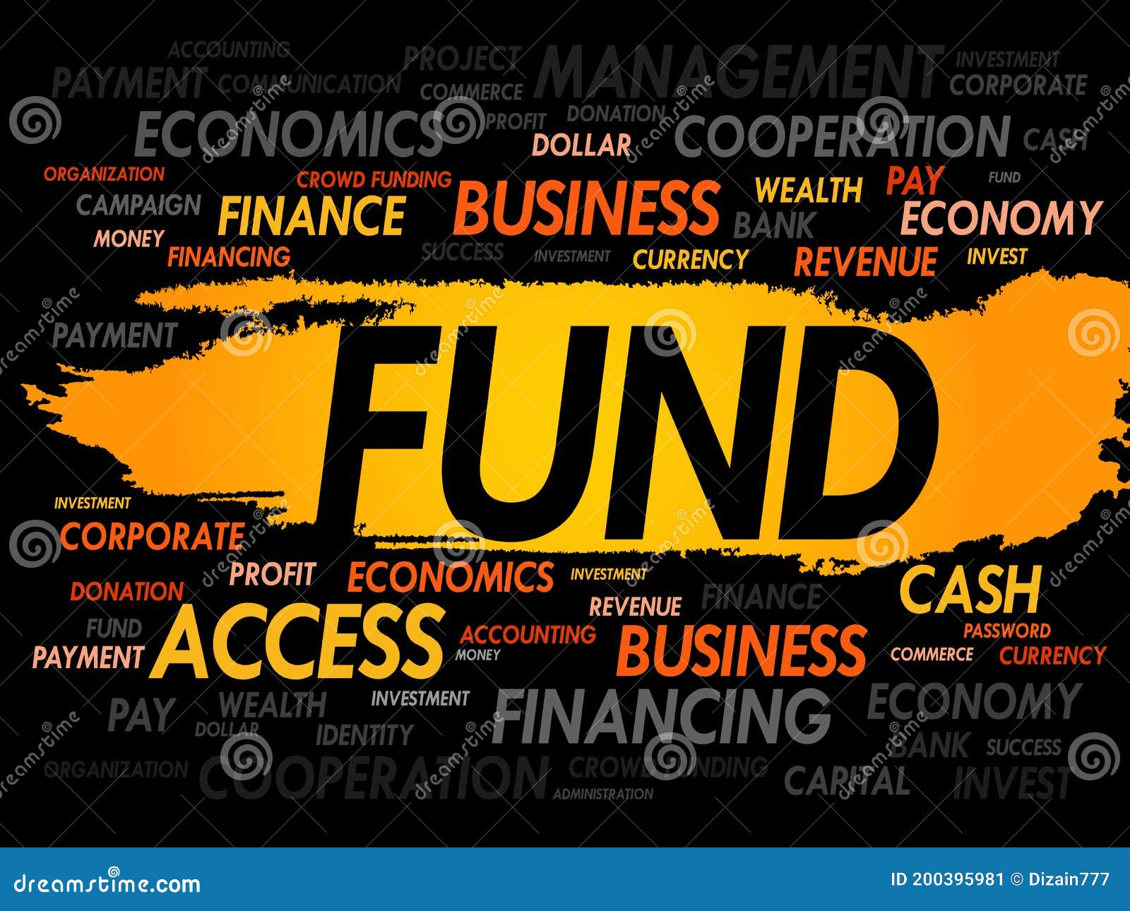 FUND word cloud stock illustration. Illustration of commerce - 200395981