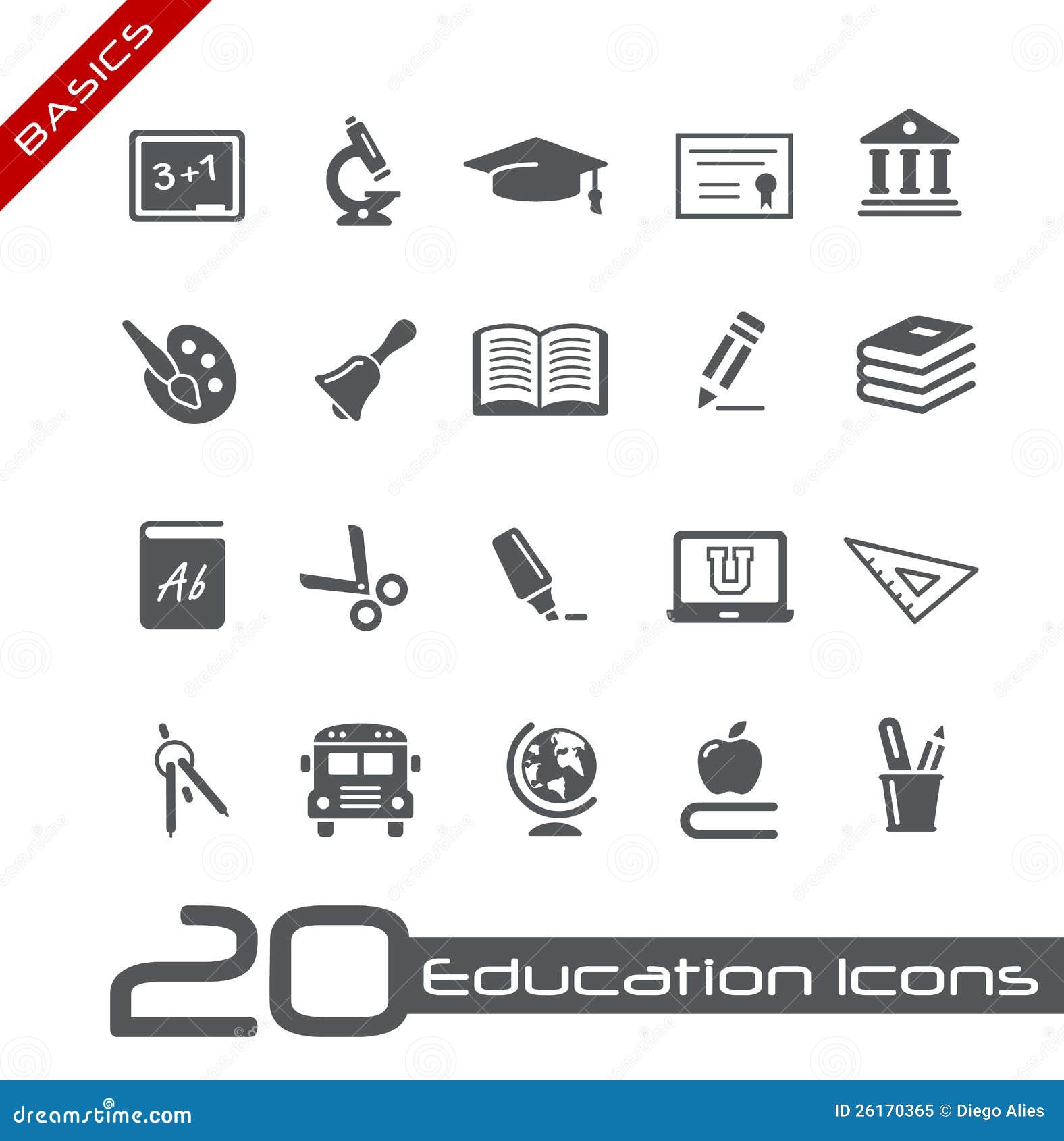 Fundamentos De // De Los Iconos De La Educación Ilustración del Vector ...