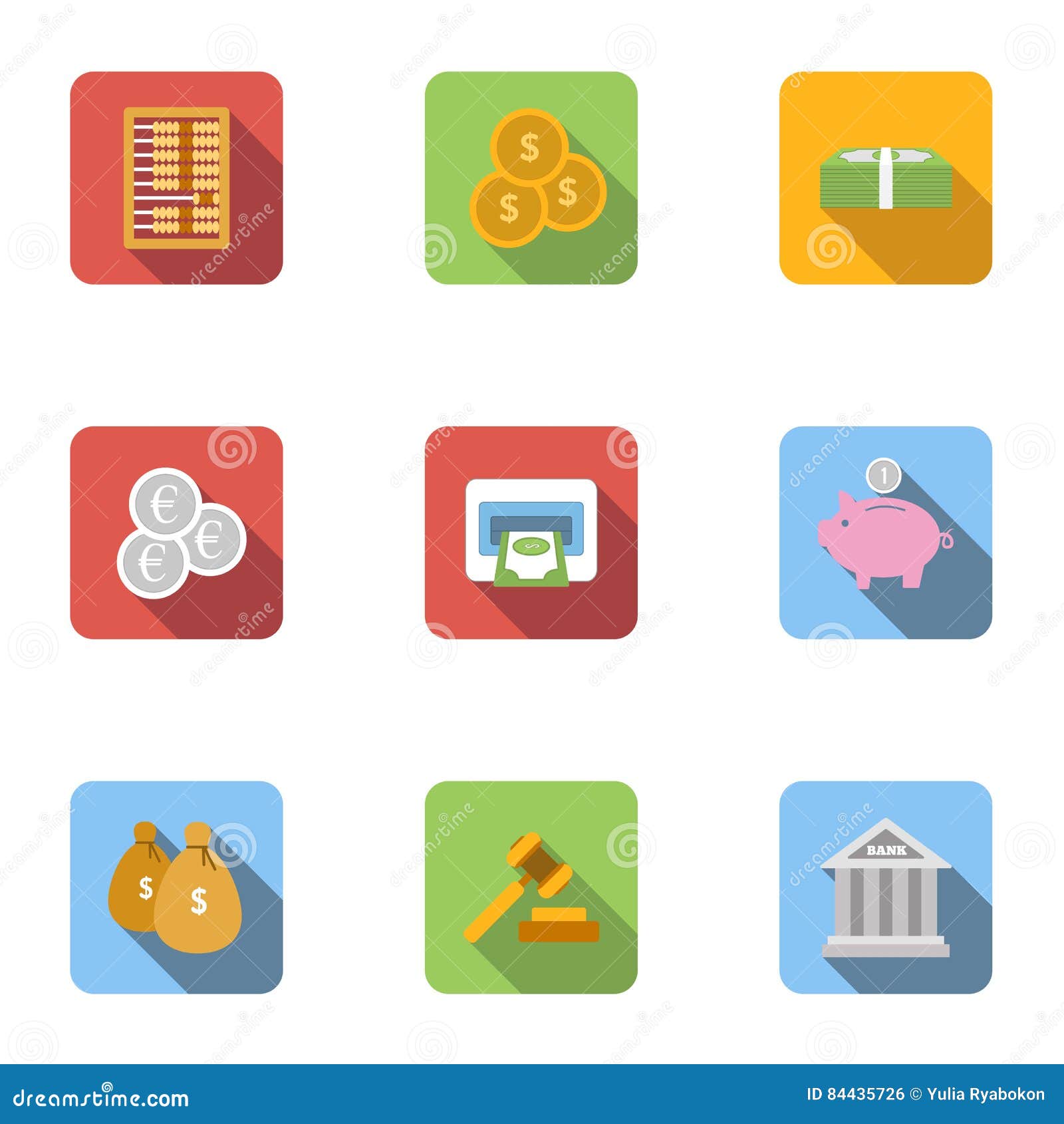 Funding Icons Set, Flat Style Stock Vector - Illustration of euro ...