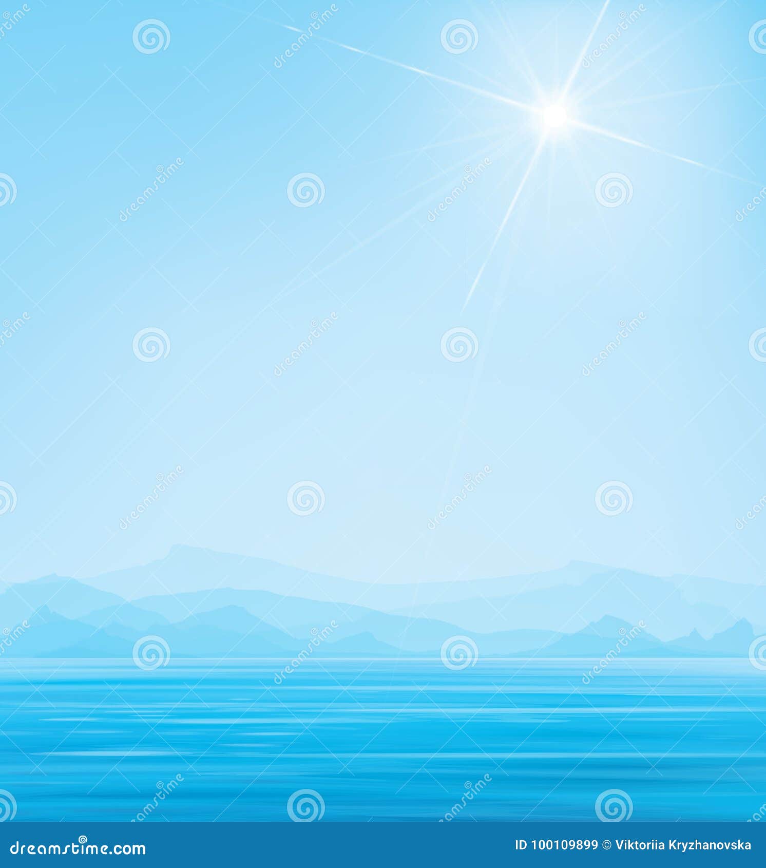 Fundo Azul Do Mar Do Brilho Do Sol Do Vetor Ilustração do Vetor ...