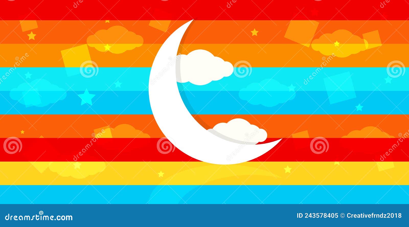 Fundo Colorido Plano Com Lua Sorridente Ilustração do Vetor ...