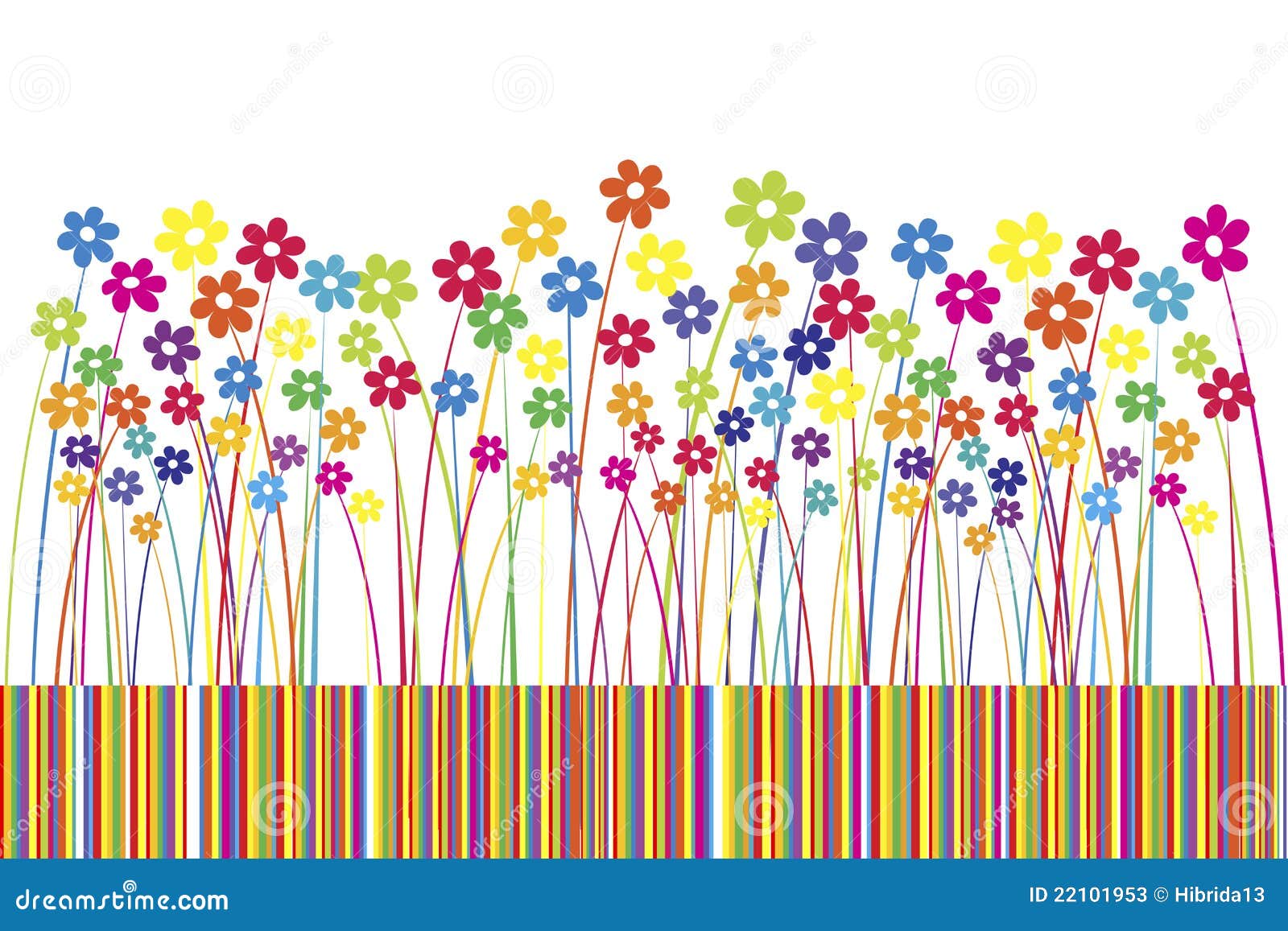 Fundo Com Flores E As Listras Coloridas Ilustração do Vetor ...