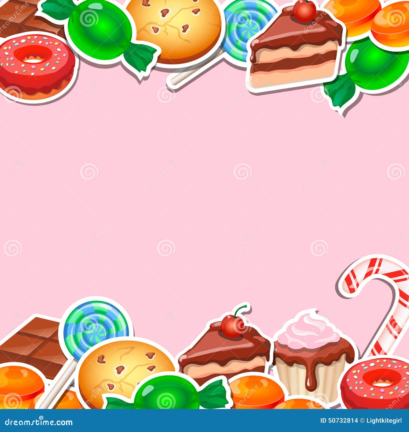 Fundo Com Os Doces Coloridos Da Etiqueta, Doces Ilustração Stock ...