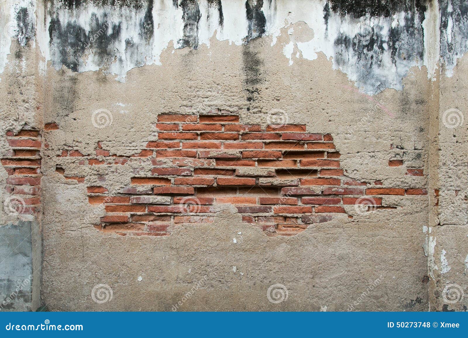 Fundo Concreto Rachado Da Parede De Tijolo Do Vintage Foto De Stock