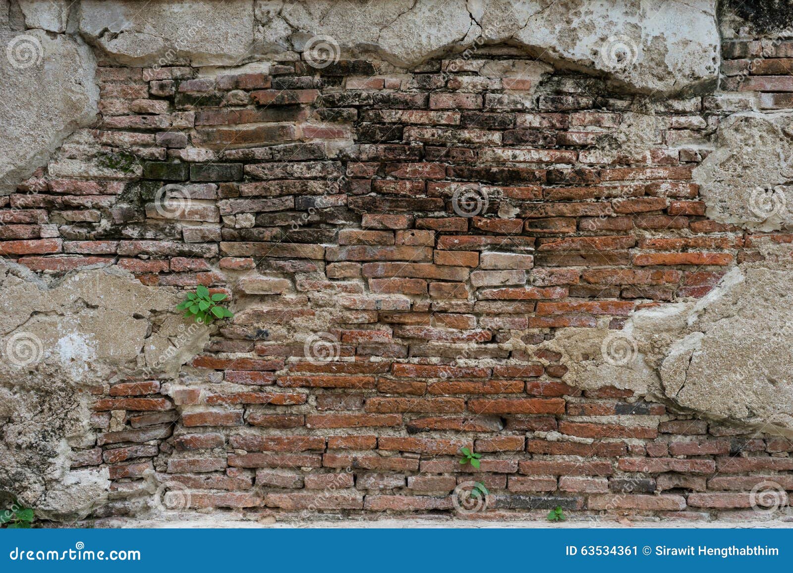 Fundo Concreto Rachado Da Parede De Tijolo Do Vintage Imagem De Stock