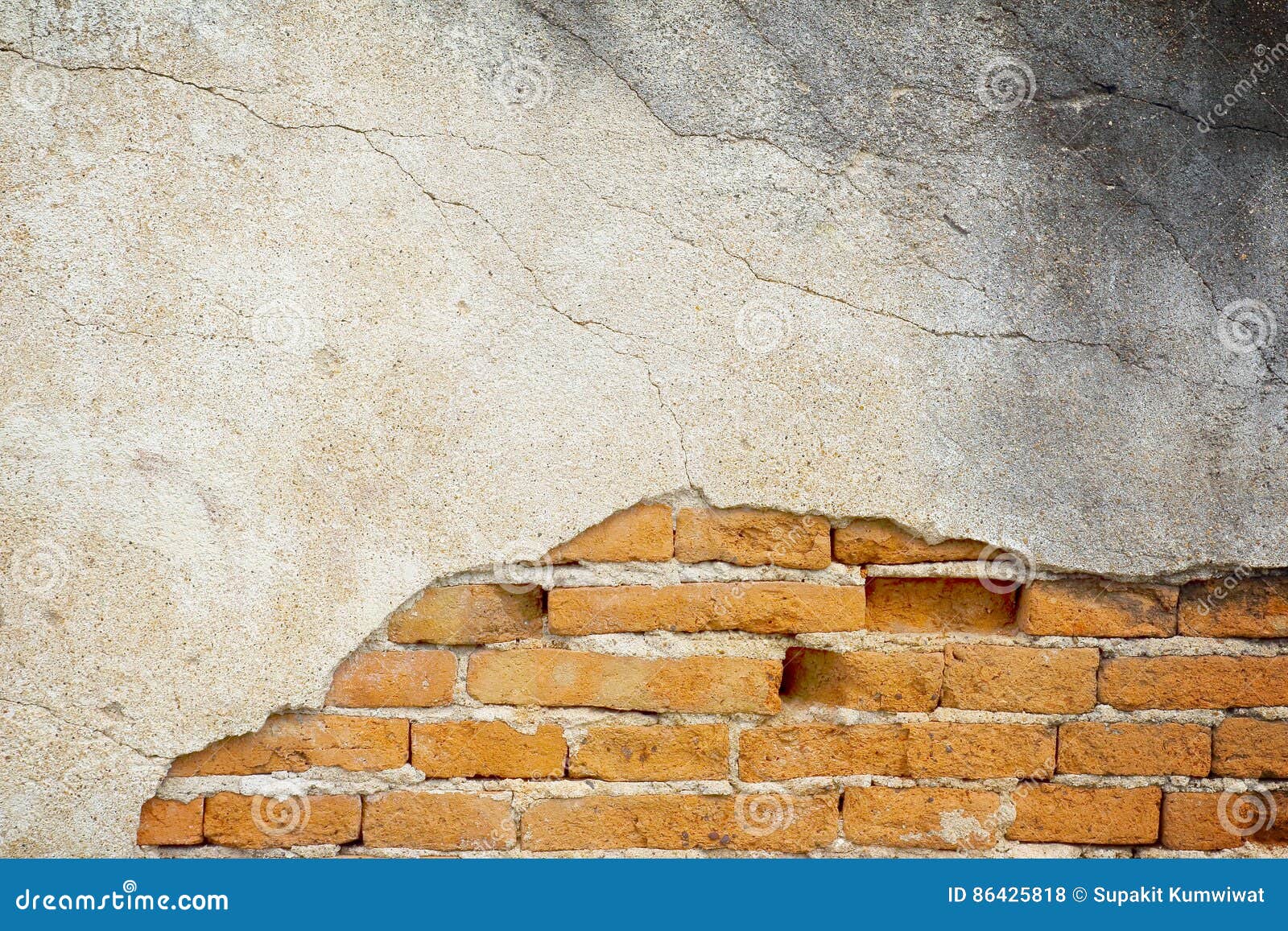 Fundo Concreto Rachado Da Parede De Tijolo Do Vintage Foto De Stock