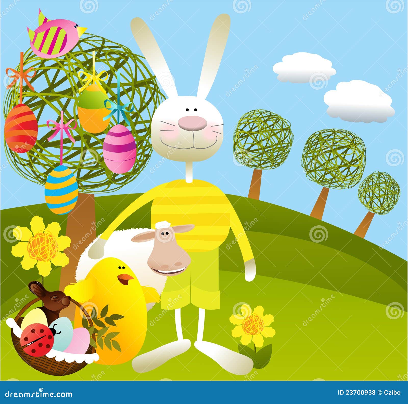 Fundo De Easter Dos Desenhos Animados Ilustração do Vetor - Ilustração ...