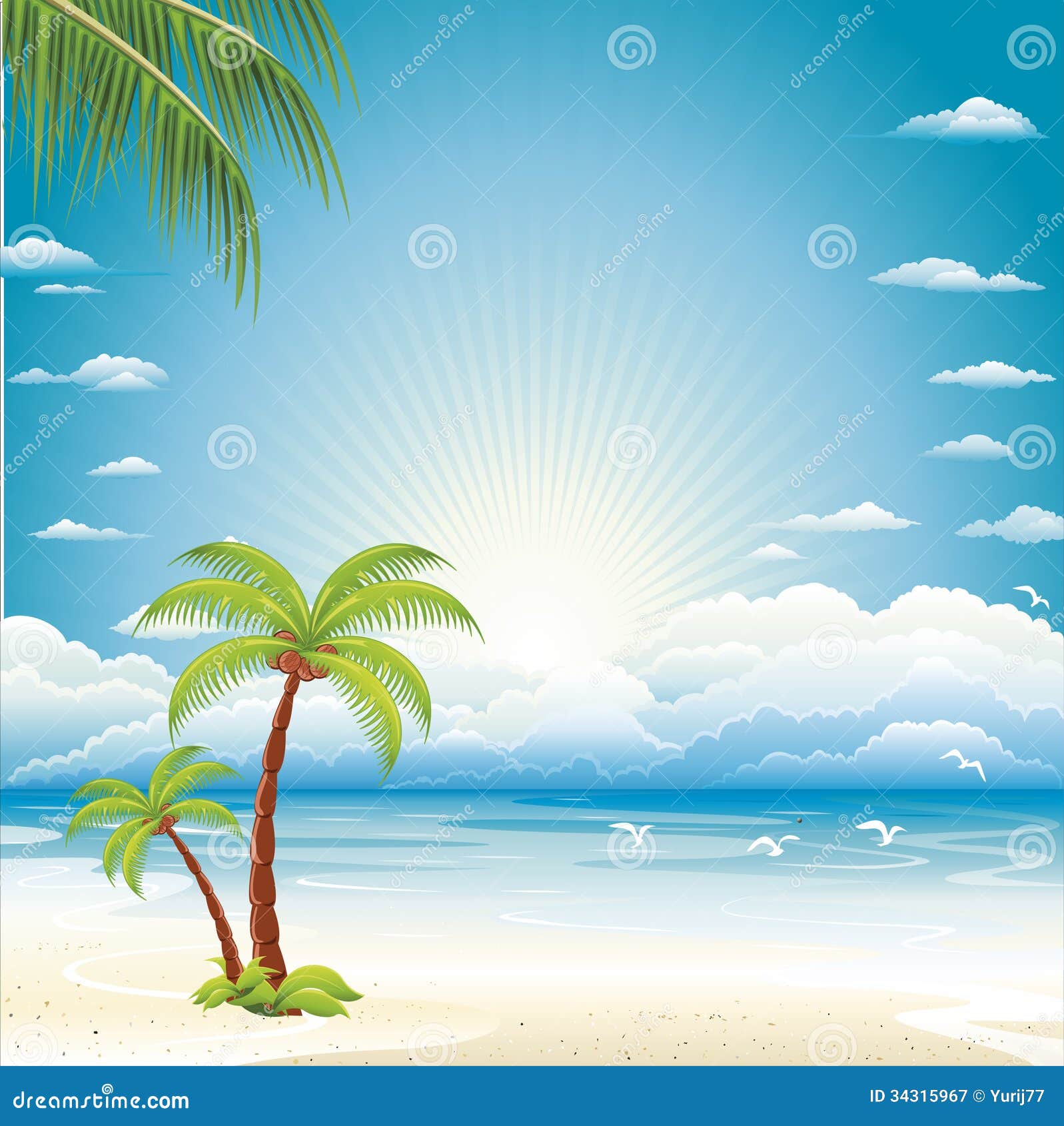 Fundo Do Vetor Da Praia Do Mar Ilustração do Vetor - Ilustração de ...