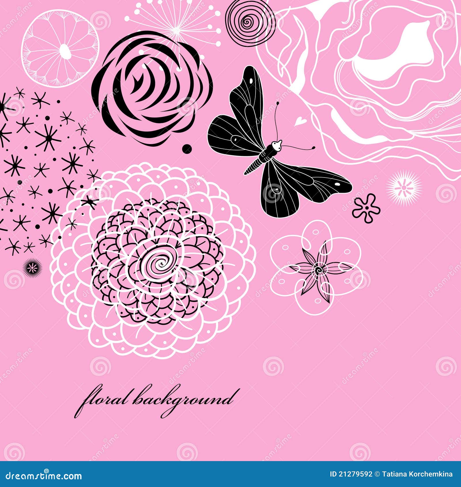 Fundo floral com borboleta ilustração do vetor. Ilustração de brilhante ...