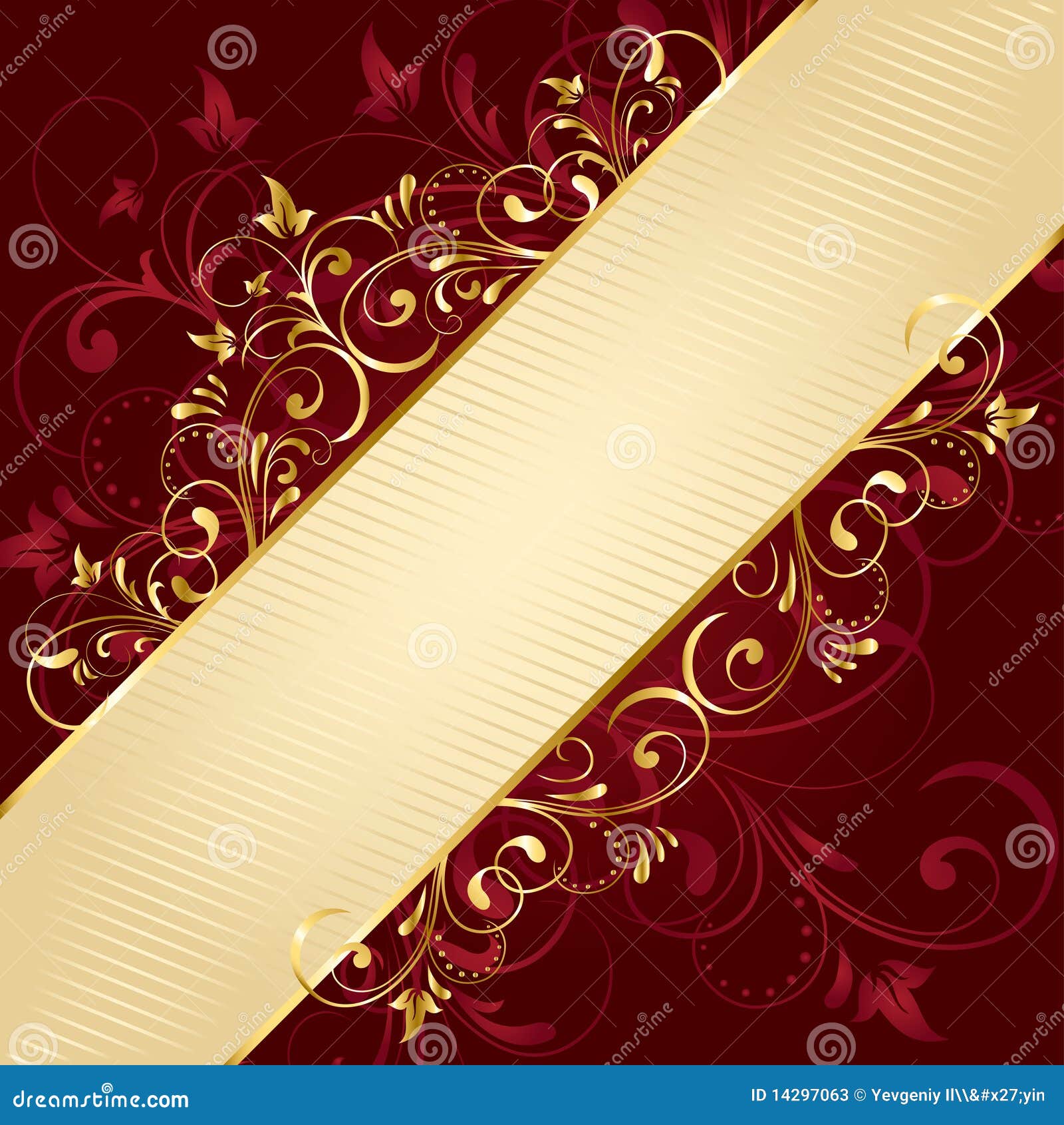 Fundo Floral Vermelho Com Molde Dourado Ilustração do Vetor ...
