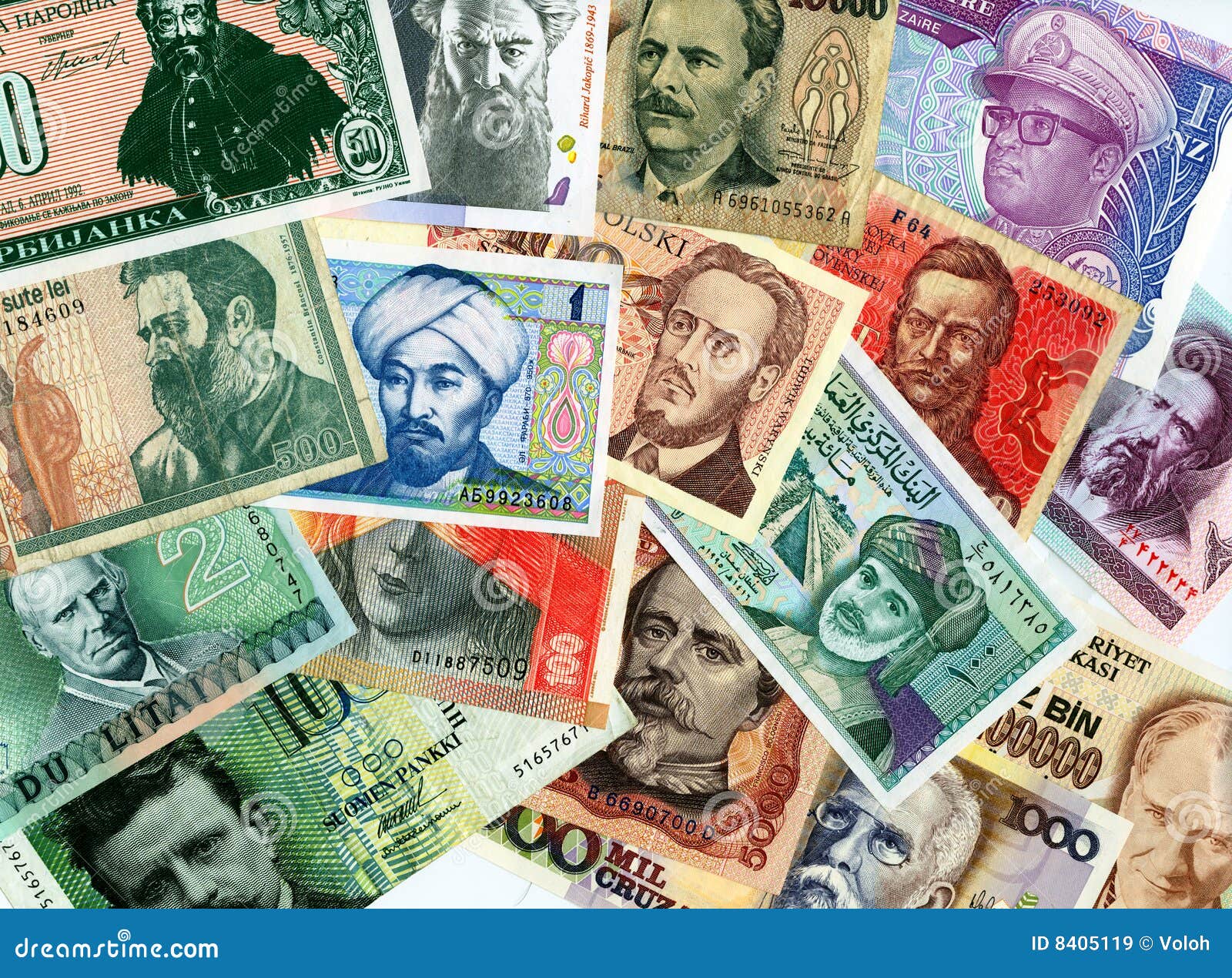 Fundo Internacional Das Moedas De Papel. Imagem de Stock - Imagem de ...