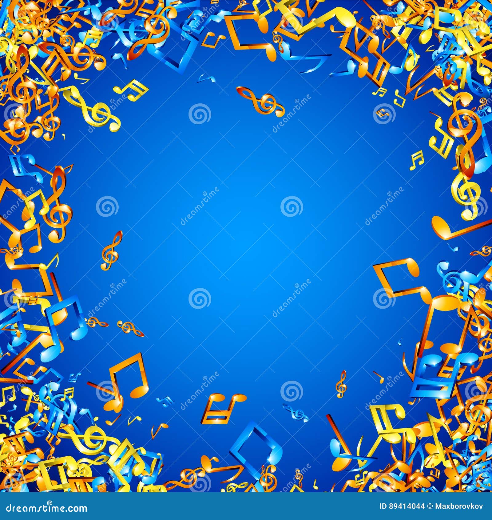 Fundo Musical Azul Com Notas Ilustração do Vetor - Ilustração de vetor ...