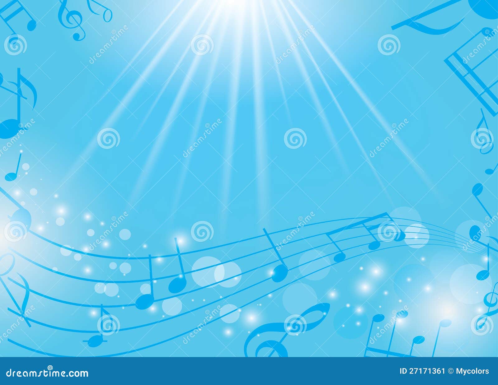 Fundo Musical Azul Com Notas E Raias - Eps Ilustração do Vetor ...