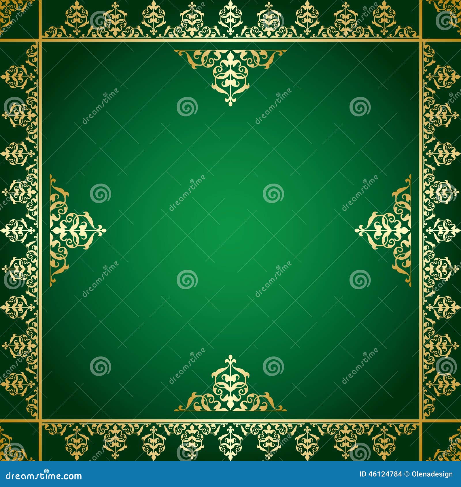 Fundo Verde Do Vetor Com O Ornamento Dourado Do Victorian Ilustração do ...