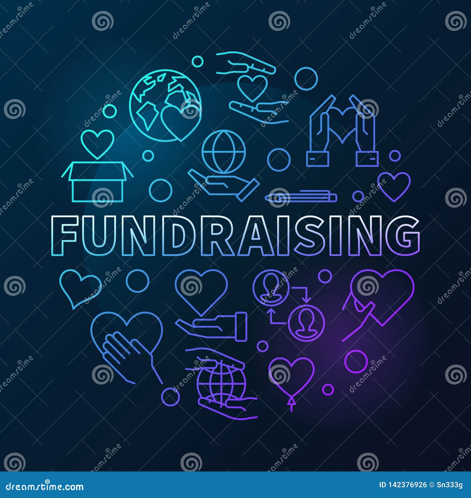 Fundraising Round Vector Modern Illustration in Outline Style Stock ...
