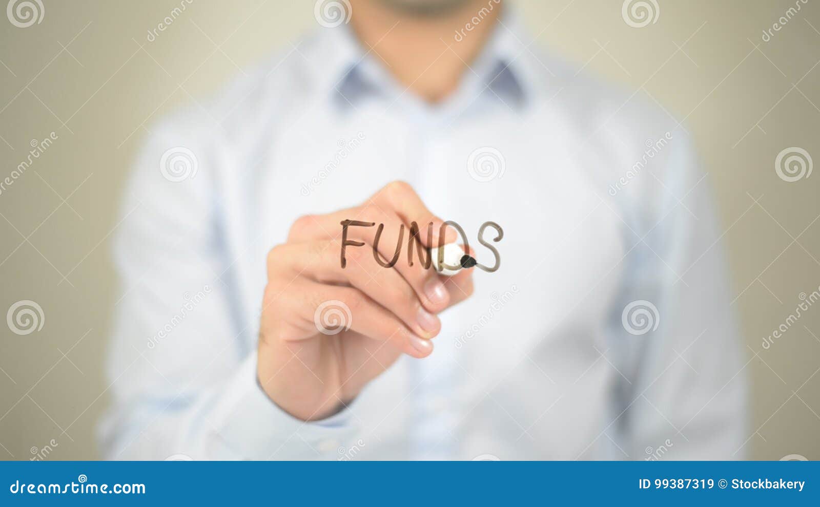 Funds, Man Writing on Transparent Screen Stock Image - Image of growth ...