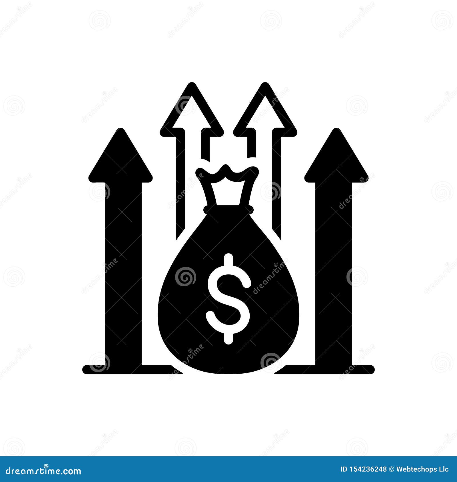 Black Solid Icon for Funds Raising, Increase and Profit Stock Vector ...