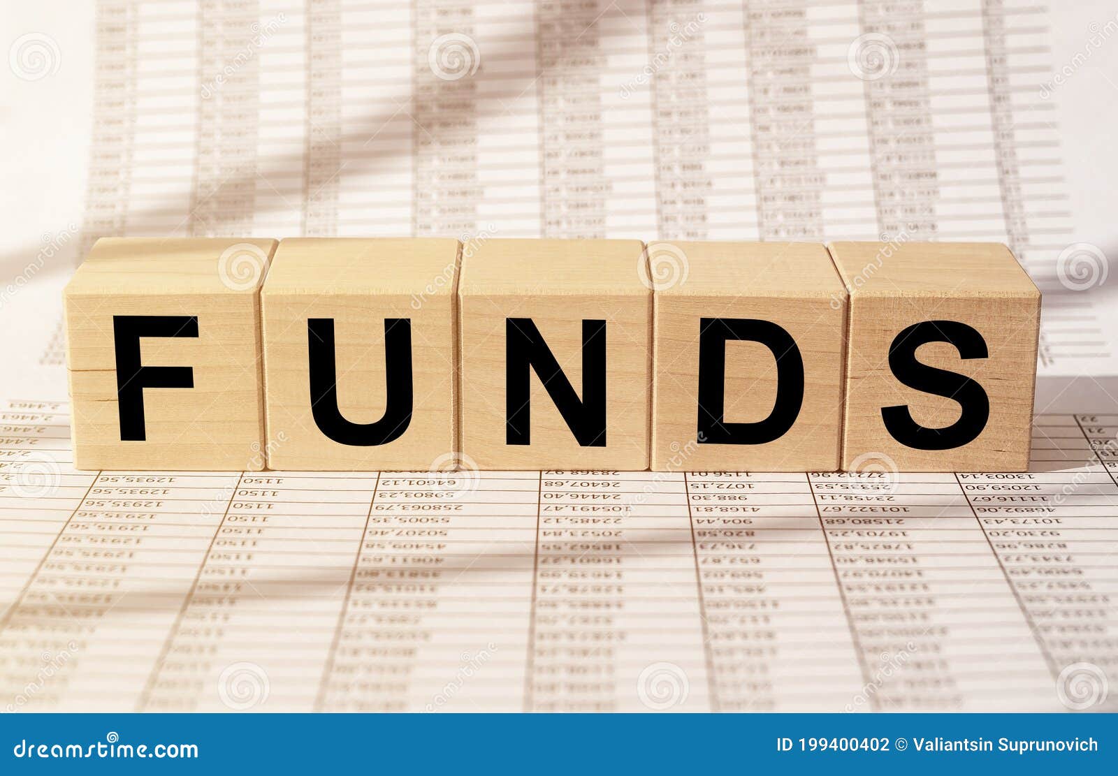 Funds Word on Cube Blocks on Financial Documents Stock Photo - Image of ...