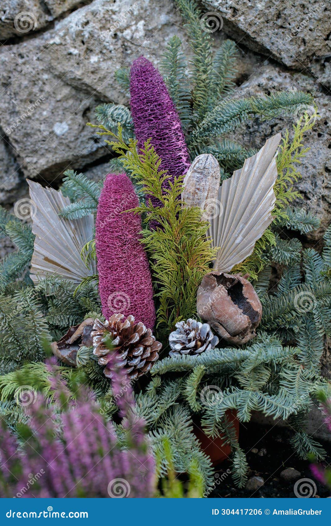 Funeral Arrangement for Graves in Fall and Winter. Stock Photo - Image ...