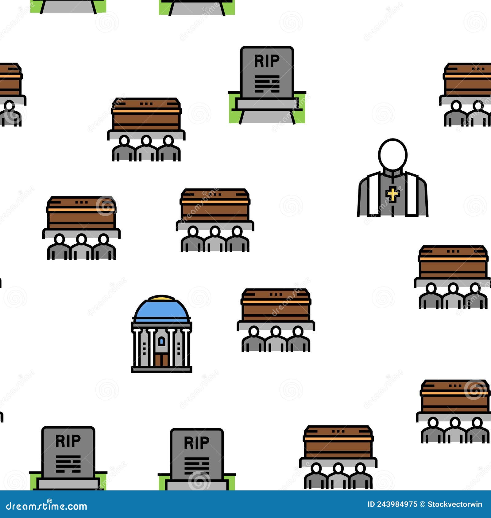 Funeral Burial Service Vector Seamless Pattern Stock Vector ...