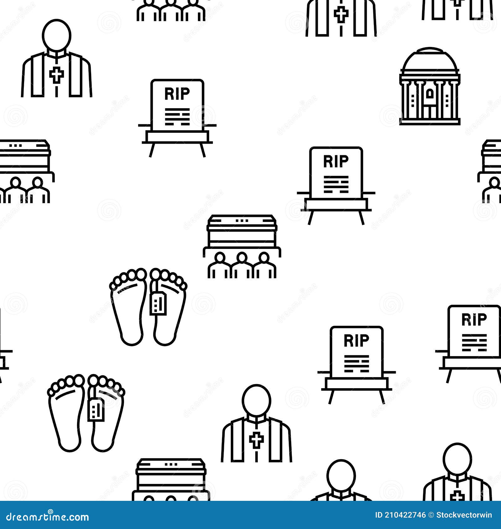 Funeral Burial Service Vector Seamless Pattern Stock Vector ...