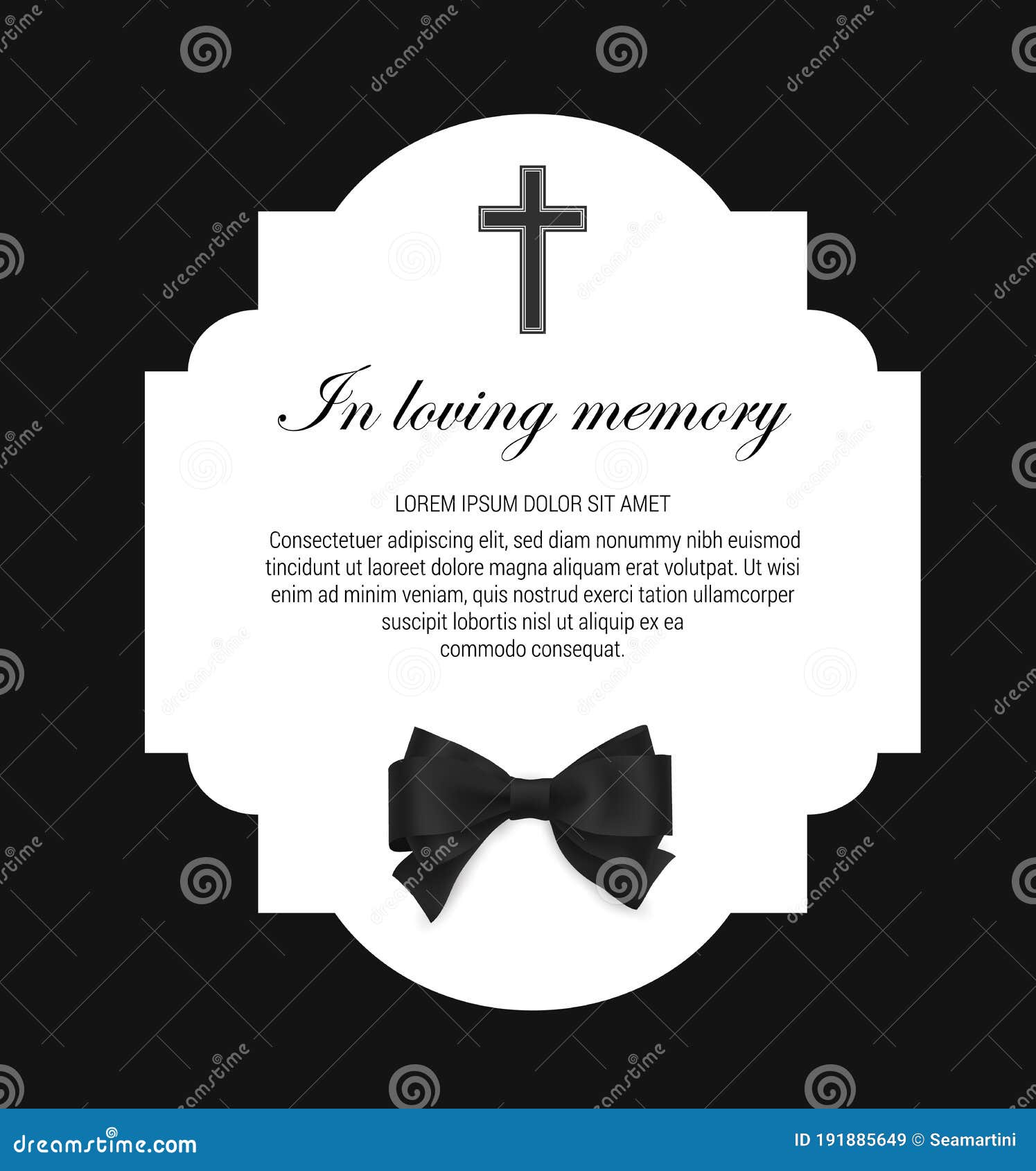 Funeral Card, Condolence Obituary Message, Ribbon Stock Vector ... Funeral Card, Condolence Obituary Message, Ribbon Stock Vector ...