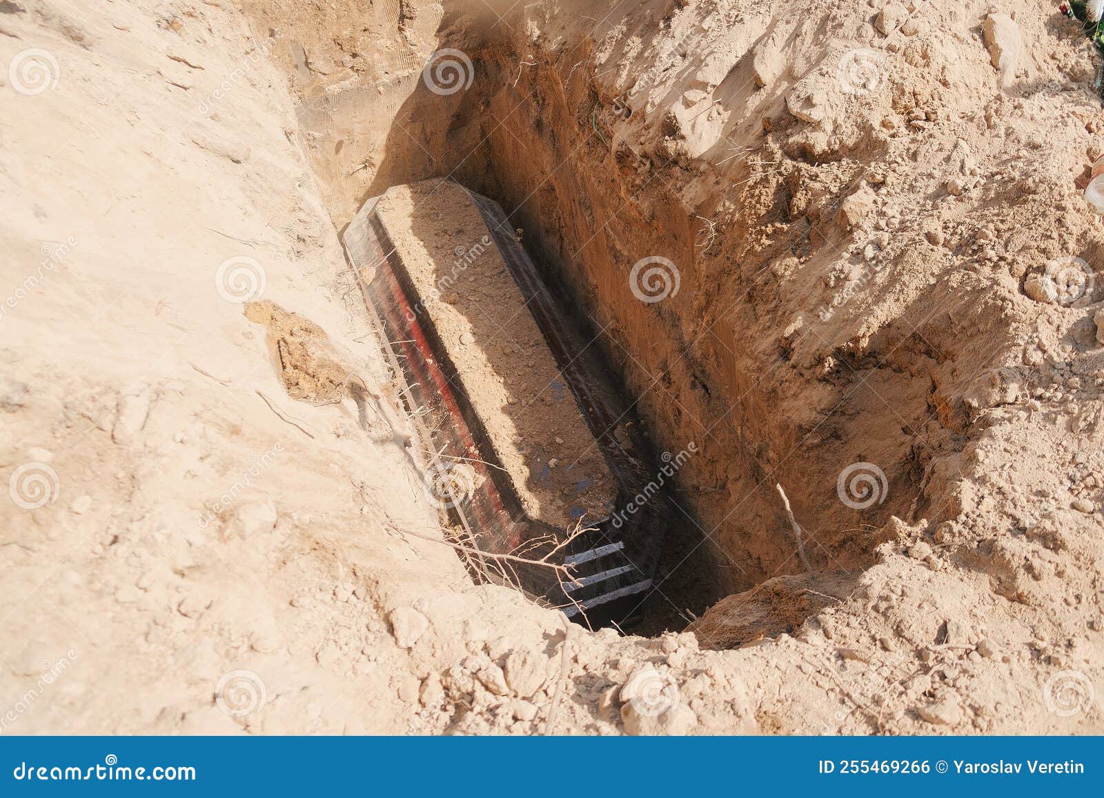 Funeral, the Coffin is Lowered into a Pit Stock Photo - Image of ...