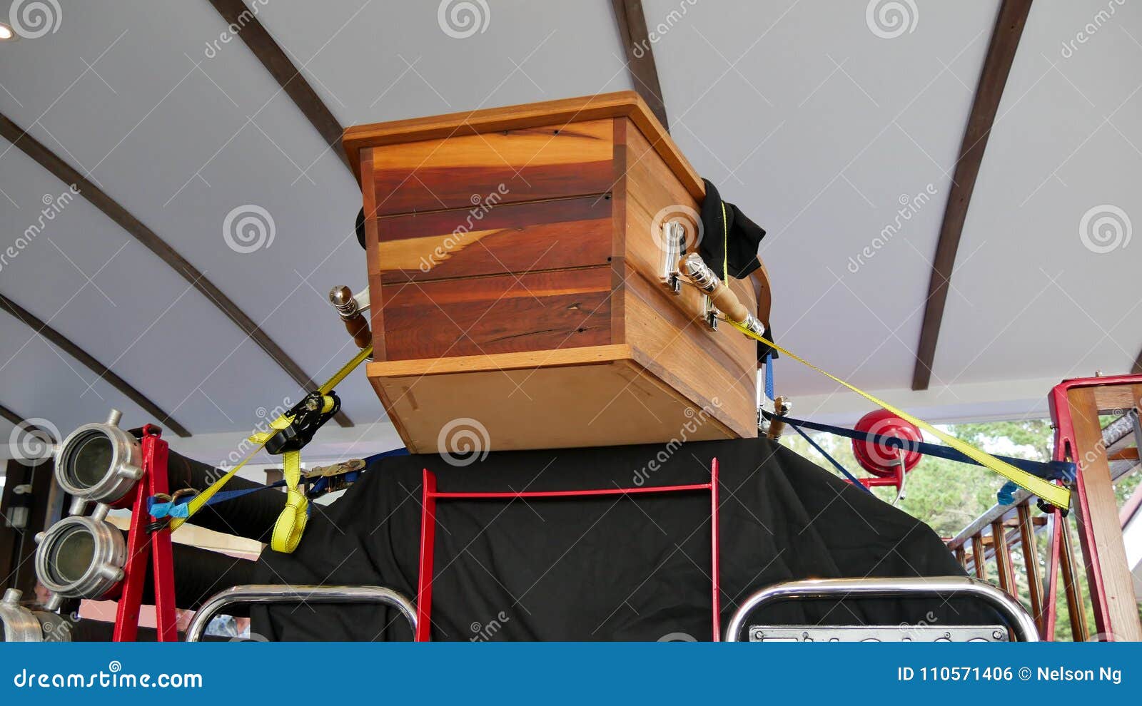 Funeral with Fireman, Fire Brigade, Fire Engine As Guard of Honor Stock ...
