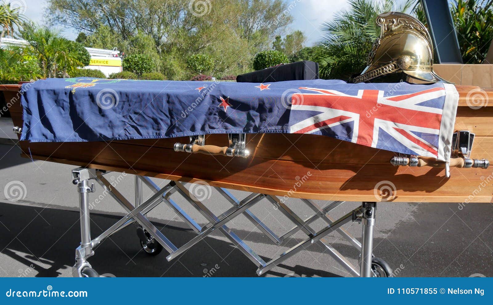 Funeral with Fireman, Fire Brigade, Fire Engine As Guard of Honor Stock ...