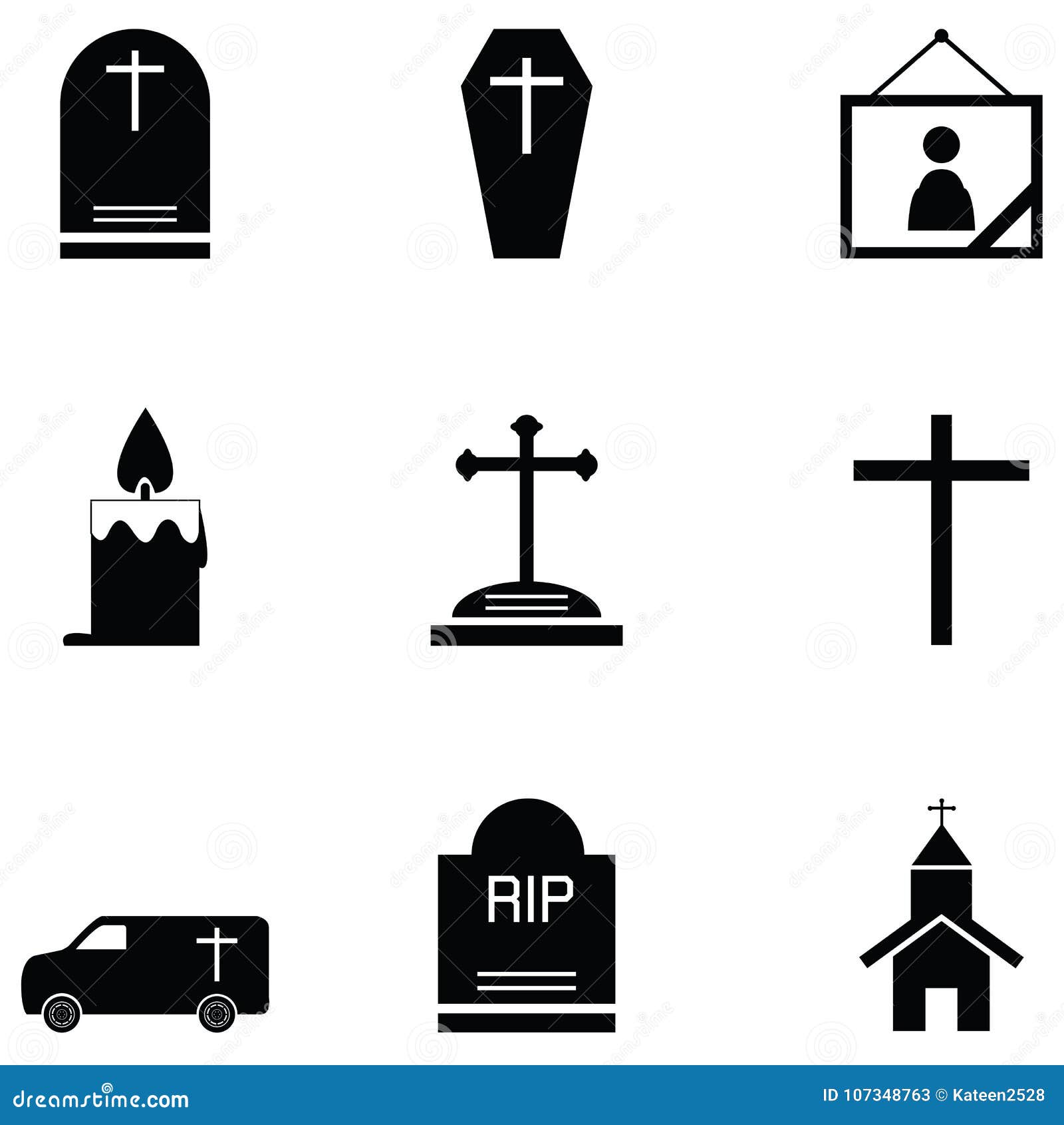 Funeral icon set stock vector. Illustration of bible - 107348763