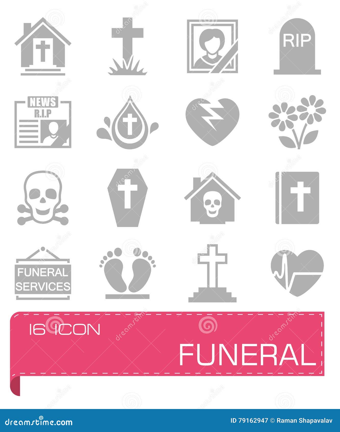 Funeral icon set stock vector. Illustration of candle - 79162947