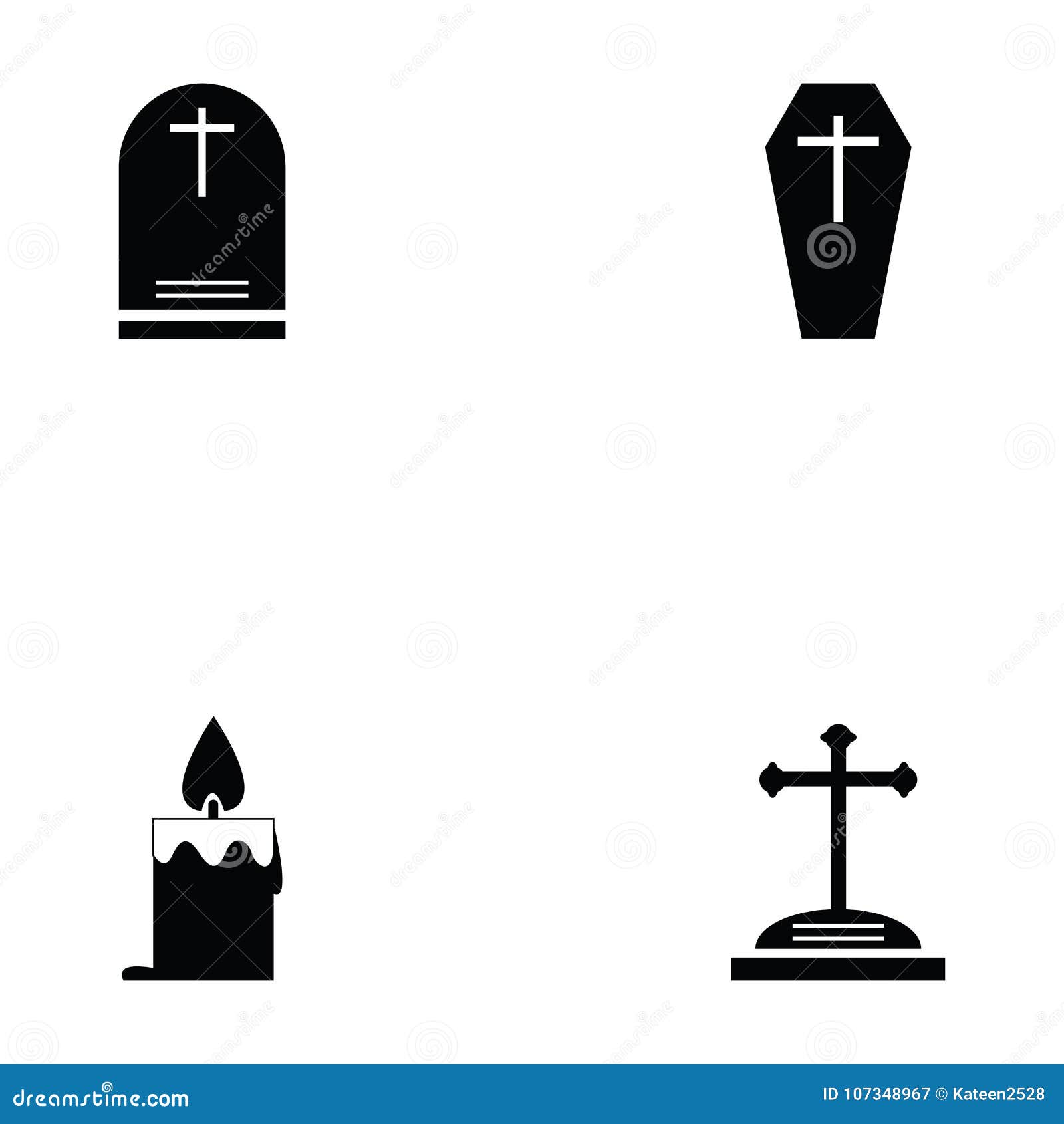 Funeral icon set stock vector. Illustration of flower - 107348967