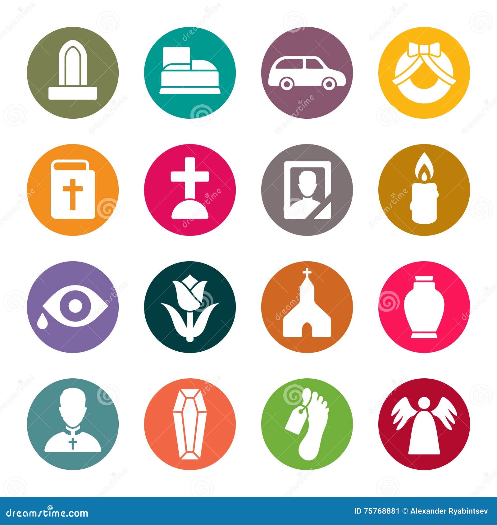 Funeral Icon Set. Vector Illustration Stock Illustration - Illustration ...