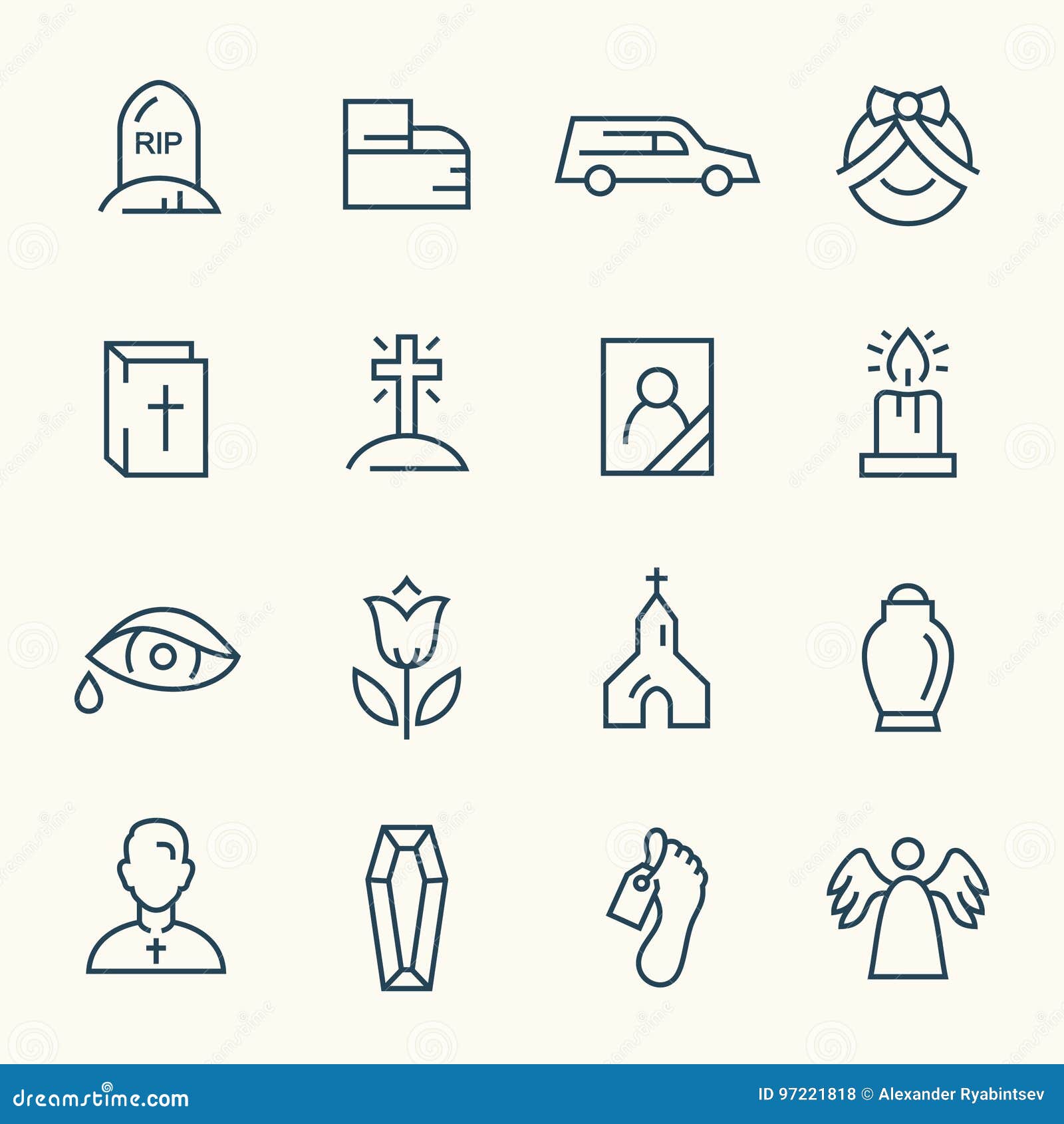 Funeral icons stock vector. Illustration of element, dead - 97221818