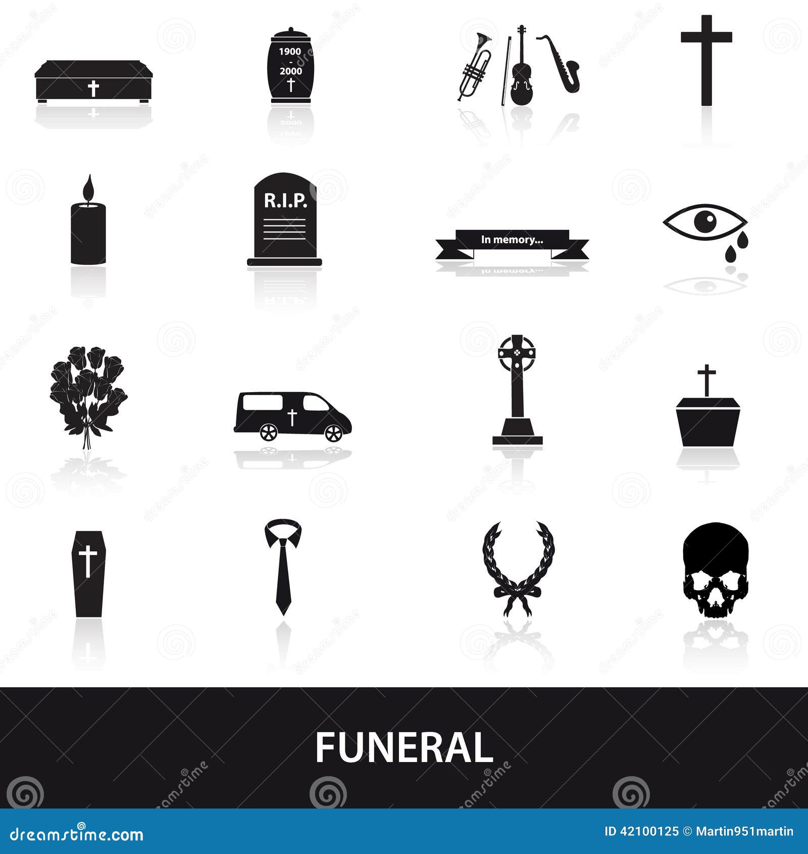 Funeral icons set eps10 stock vector. Illustration of rest - 42100125