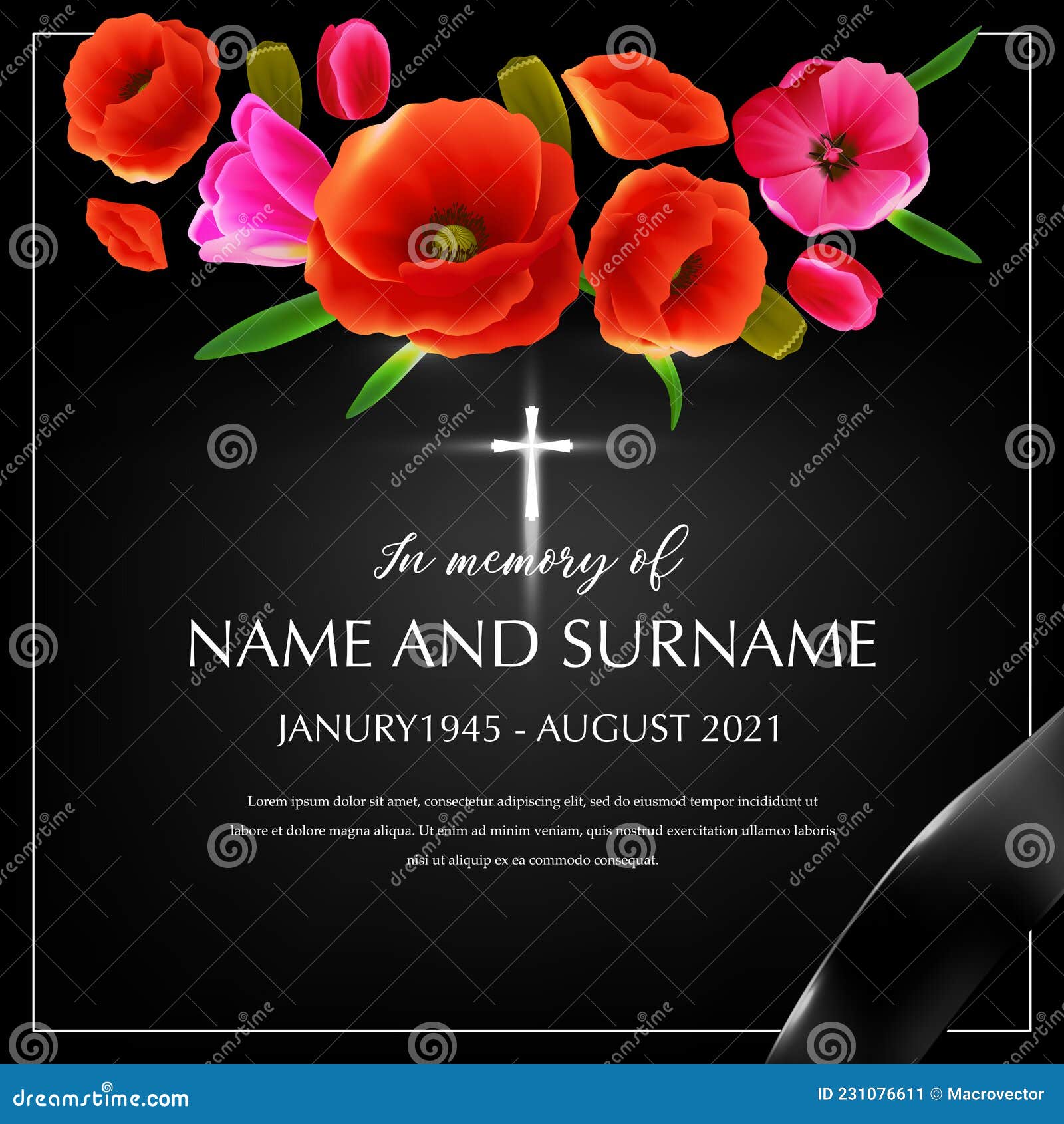 Funeral Memory Name Composition Stock Vector - Illustration of frame ...