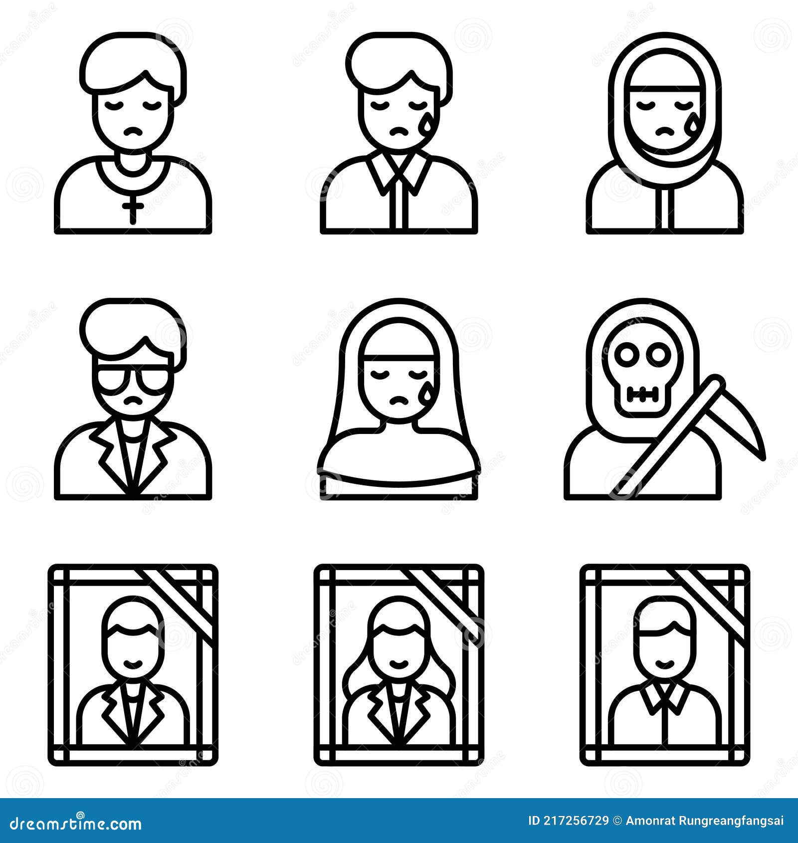 Funeral Related Vector Icon Set 5, Line Style Stock Vector ...