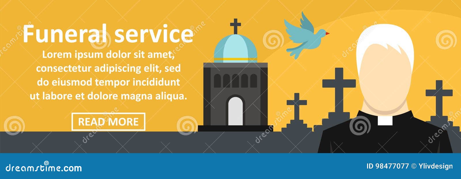 Funeral Service Banner Horizontal Concept Stock Vector - Illustration ...