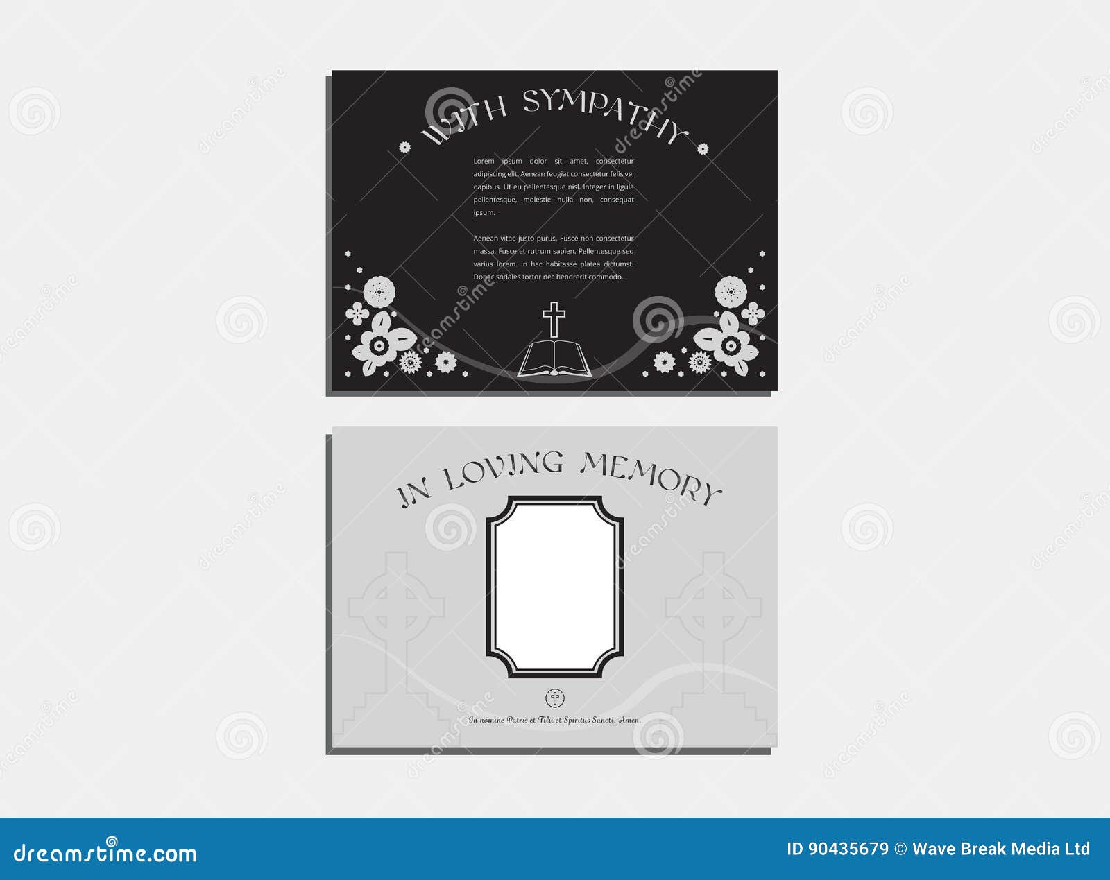 Funeral Service Cards with Envelope Stock Vector - Illustration of card ...