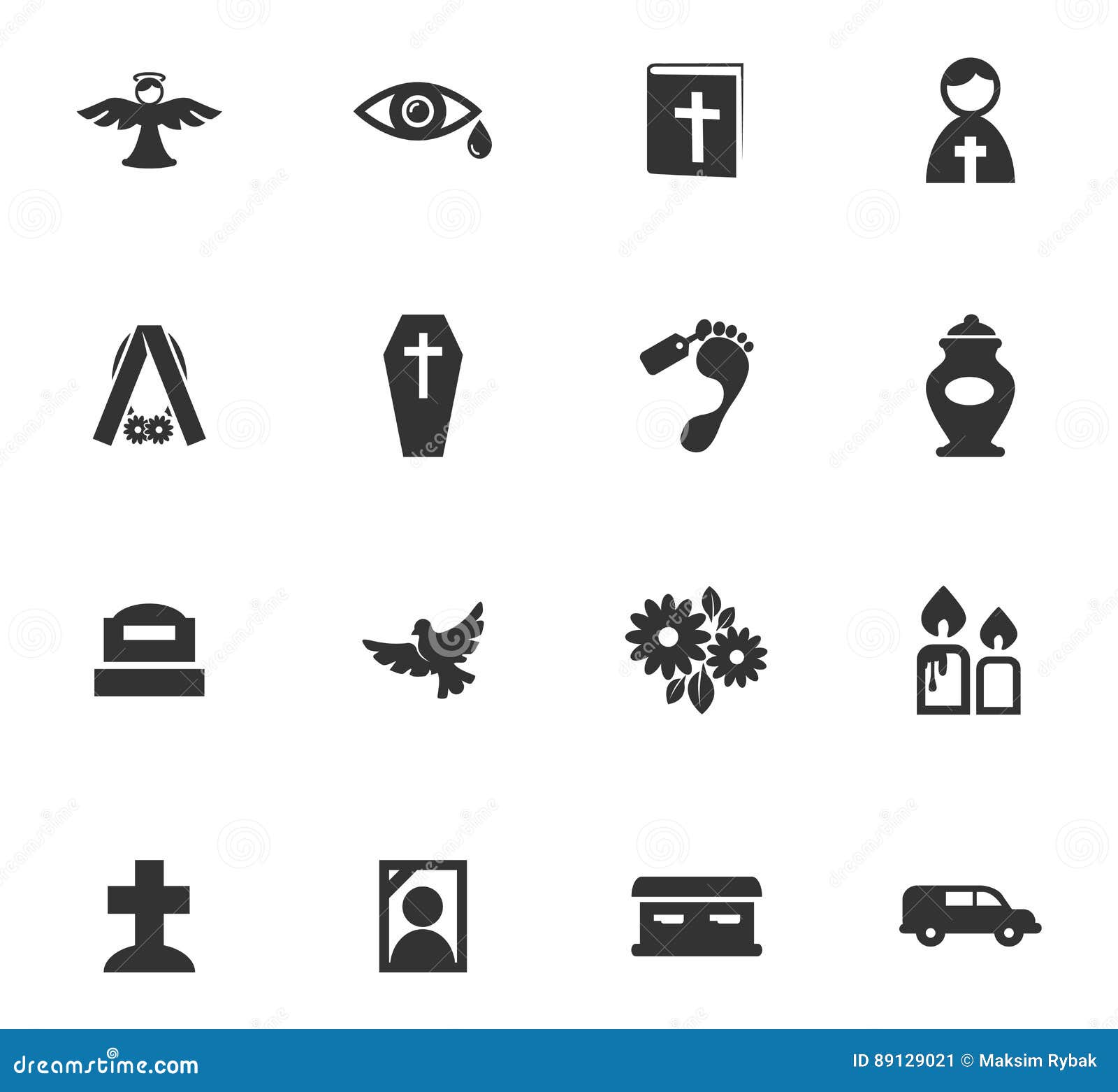 Funeral service icons set stock illustration. Illustration of concept ...