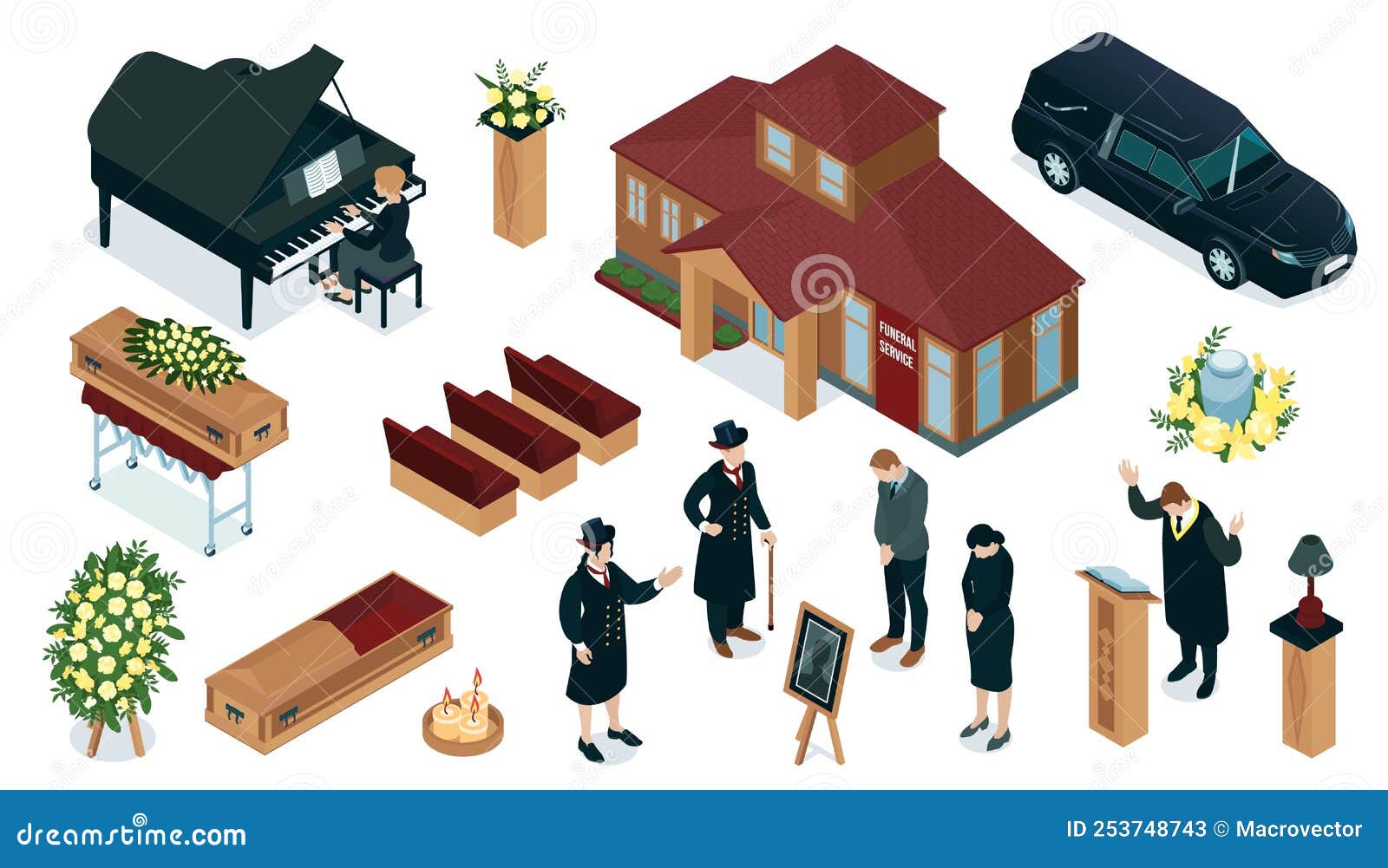 Hearse And Coffin Cartoon Style. Funeral Car Vector Illustration ... Hearse And Coffin Cartoon Style. Funeral Car Vector Illustration ...
