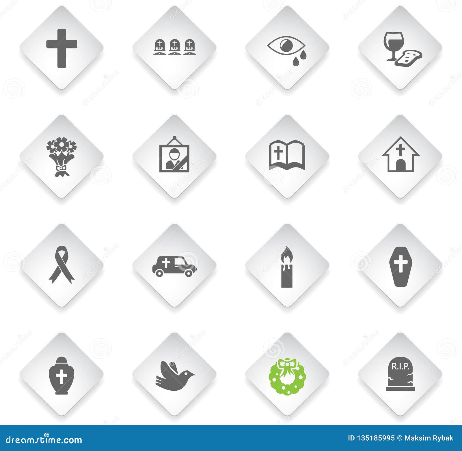 Funeral services icon set stock vector. Illustration of bread - 135185995