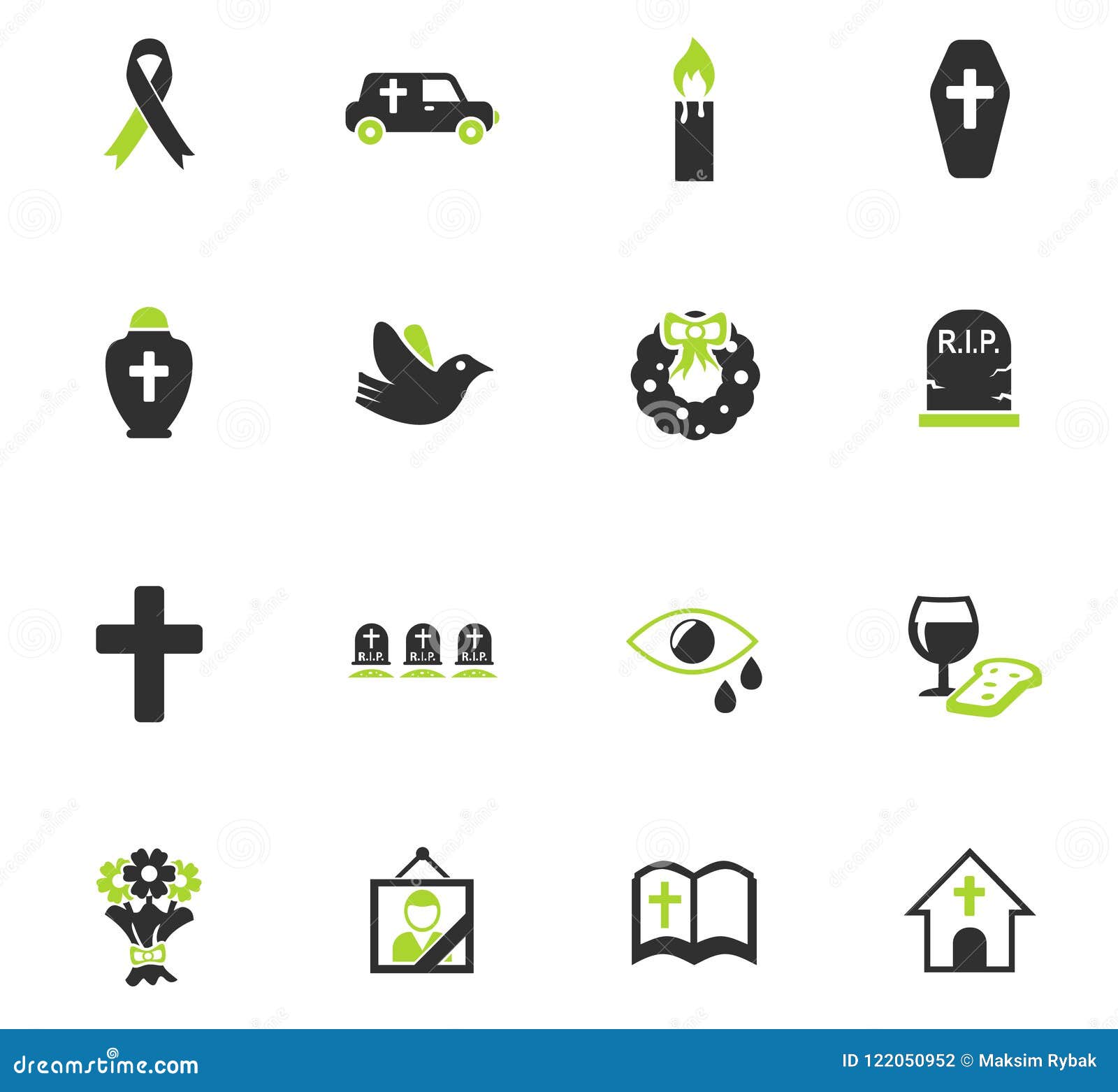 Funeral services icon set stock vector. Illustration of funeral - 122050952