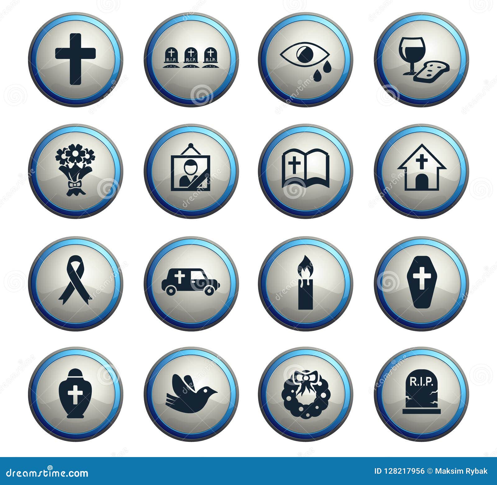 Funeral services icon set stock vector. Illustration of flowers - 128217956