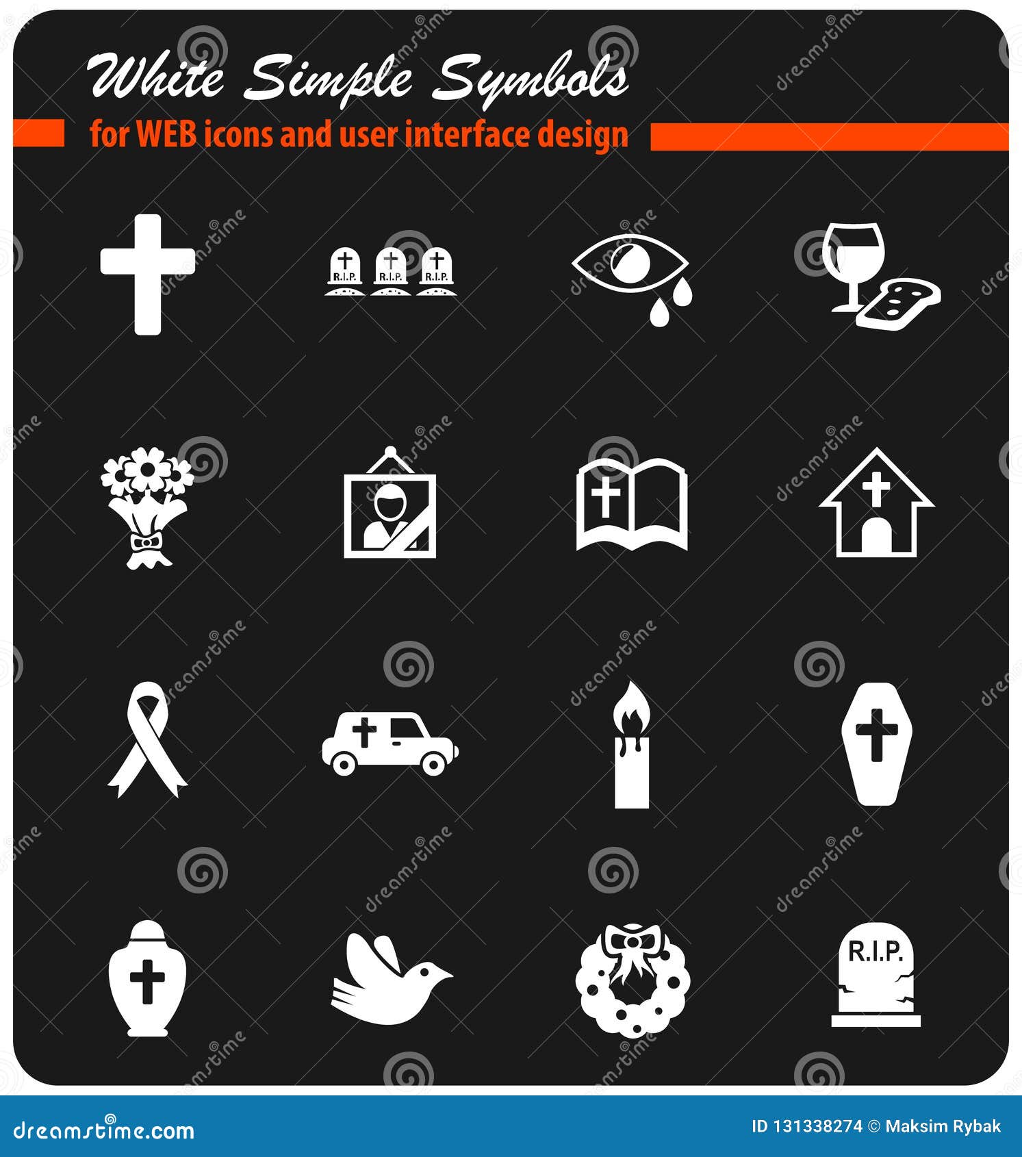 Funeral services icon set stock vector. Illustration of symbol - 131338274