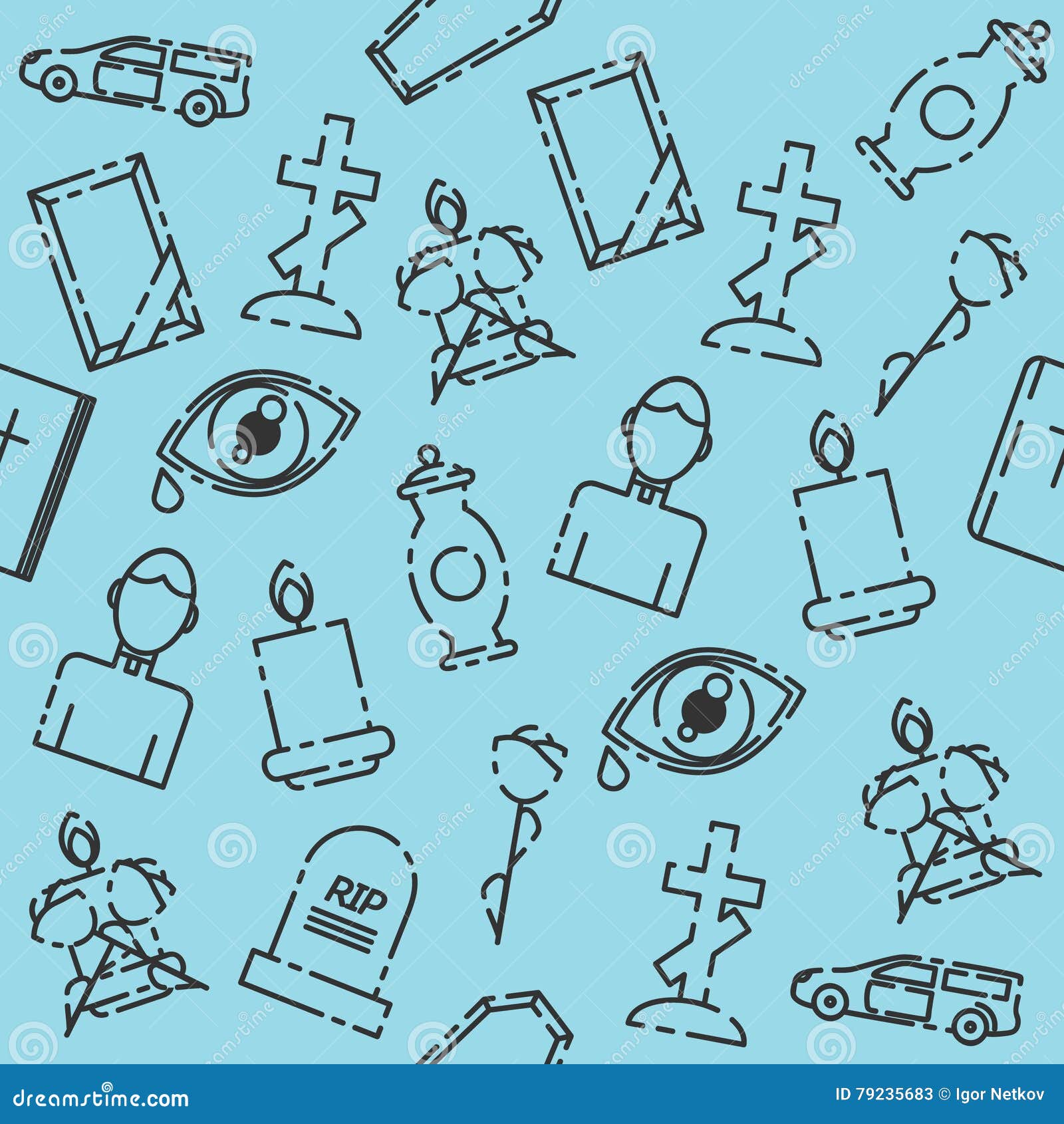 Funerals And Mournful Ceremony Patterns Vector Illustration ...