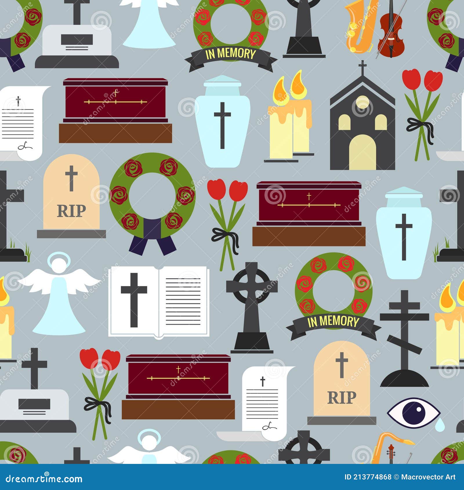 Funerals and Mournful Ceremony Patterns Stock Vector - Illustration of ...